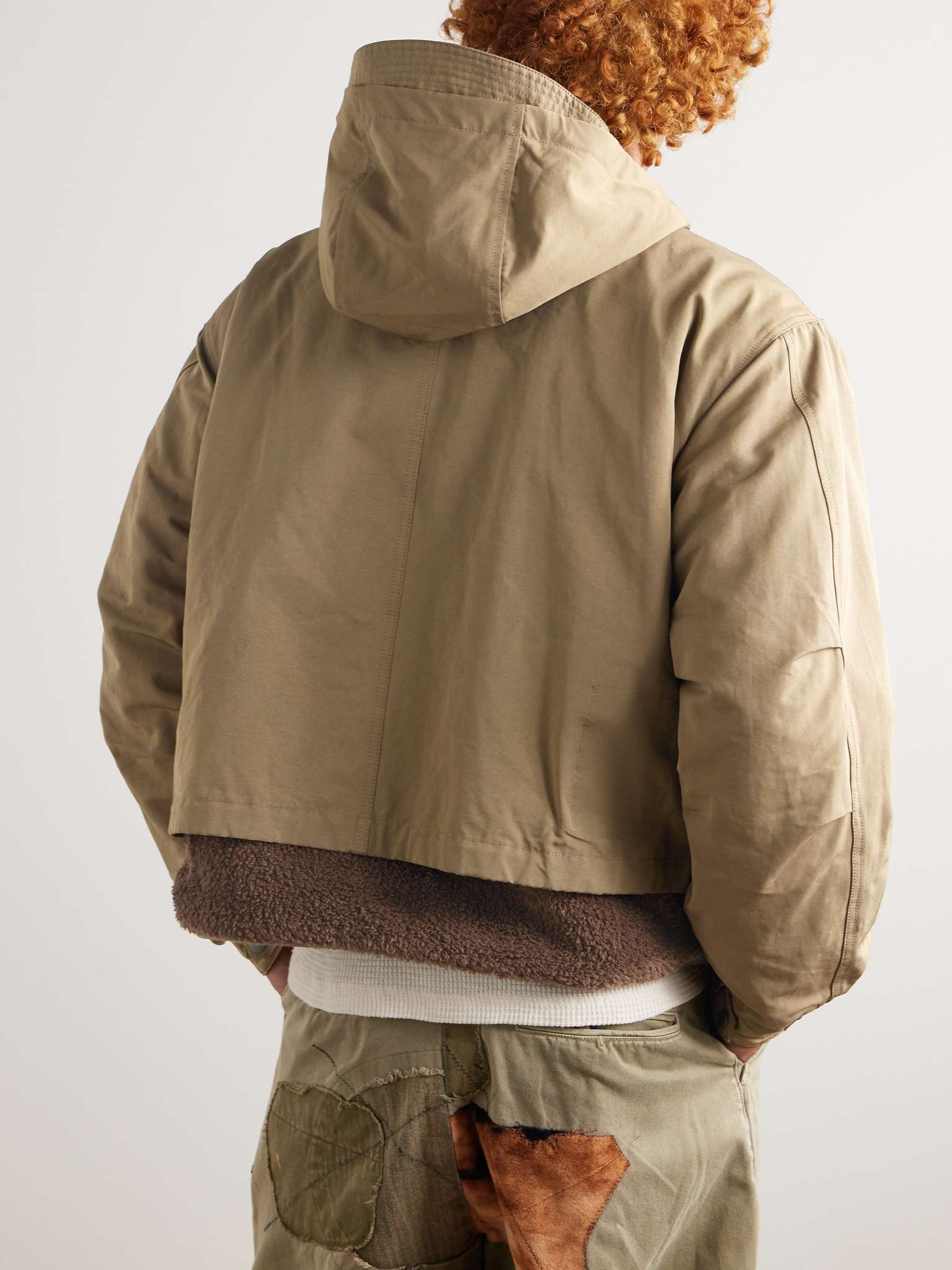 FRIZMWORKS Smock Cotton-Blend Twill Hooded Jacket with Fleece-Trimmed ...