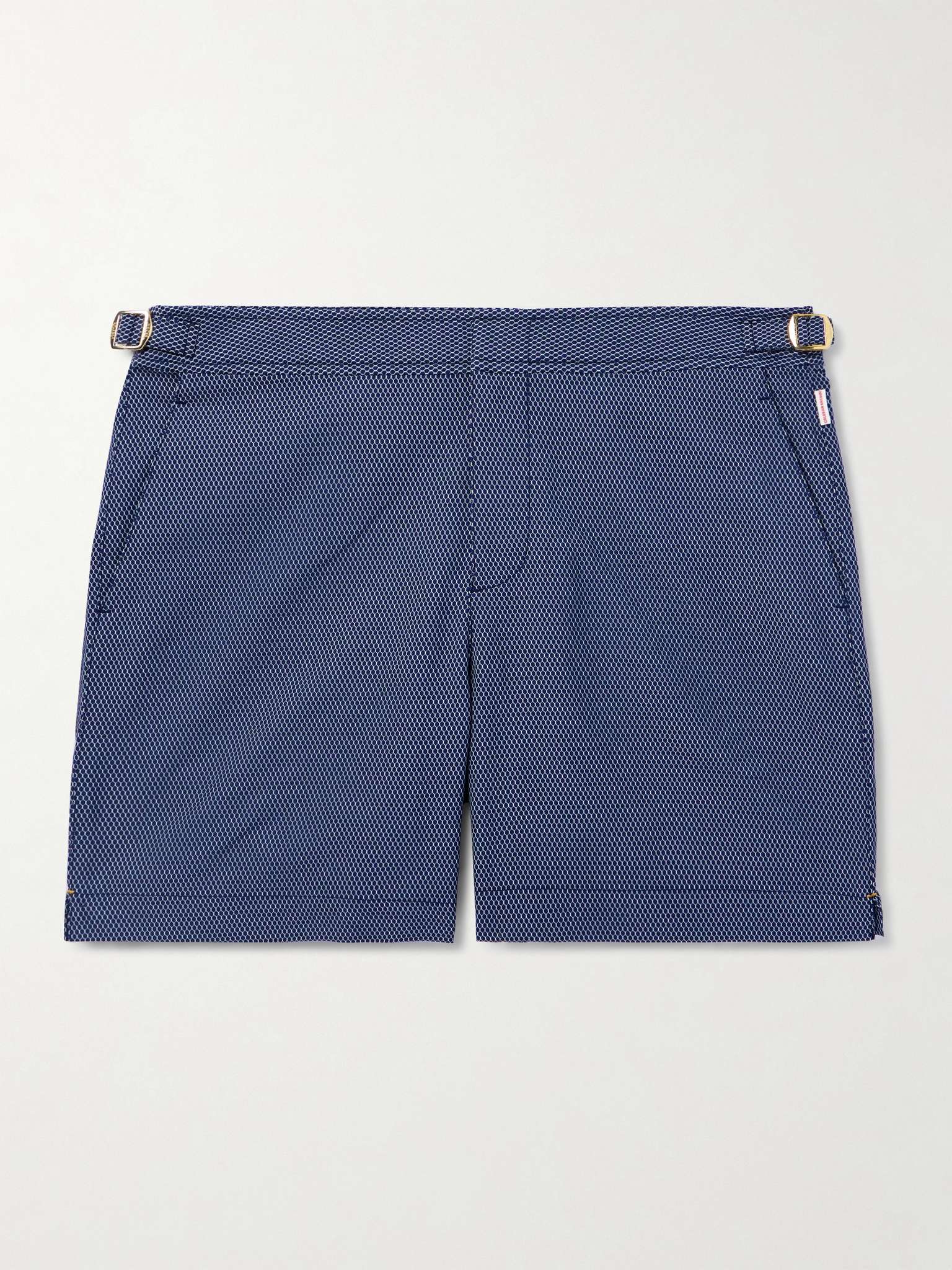 Navy Bulldog Straight-Leg Mid-Length Jacquard Swim Shorts | ORLEBAR ...