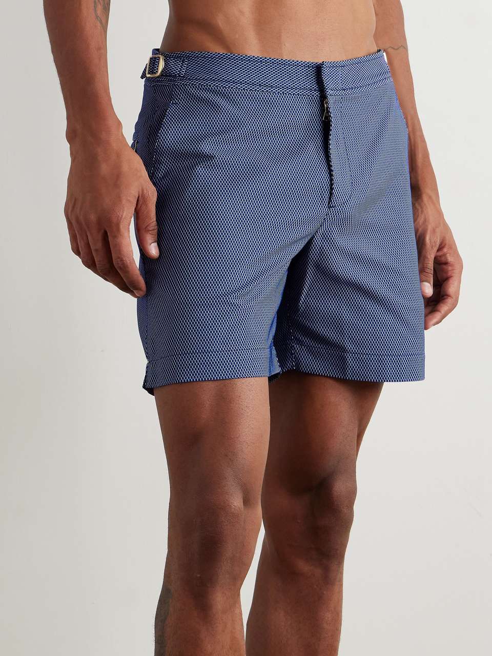 Navy Bulldog Straight-Leg Mid-Length Jacquard Swim Shorts | ORLEBAR ...