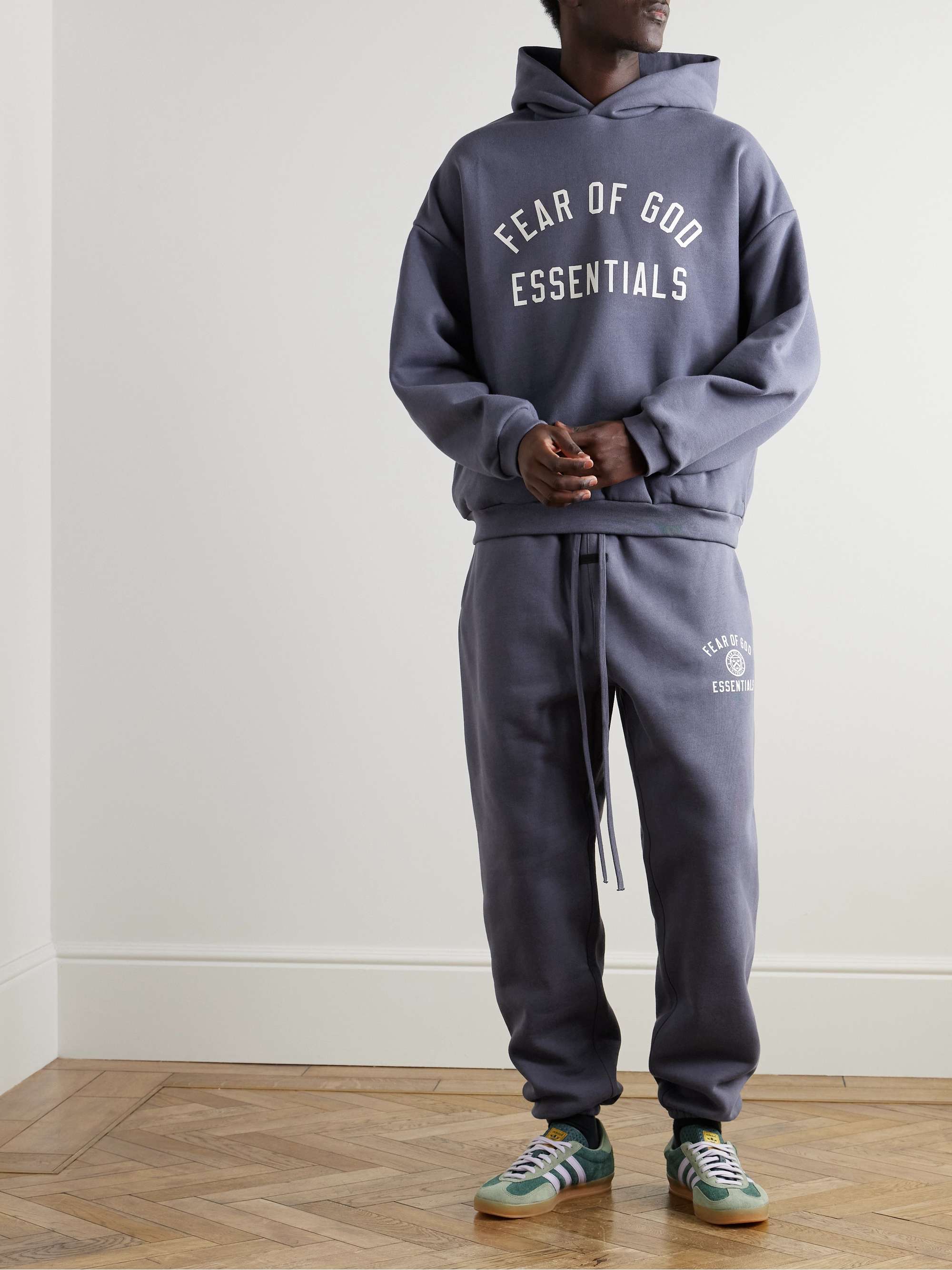 FEAR OF GOD ESSENTIALS Logo-Print Appliquéd Cotton-Blend Jersey Hoodie ...