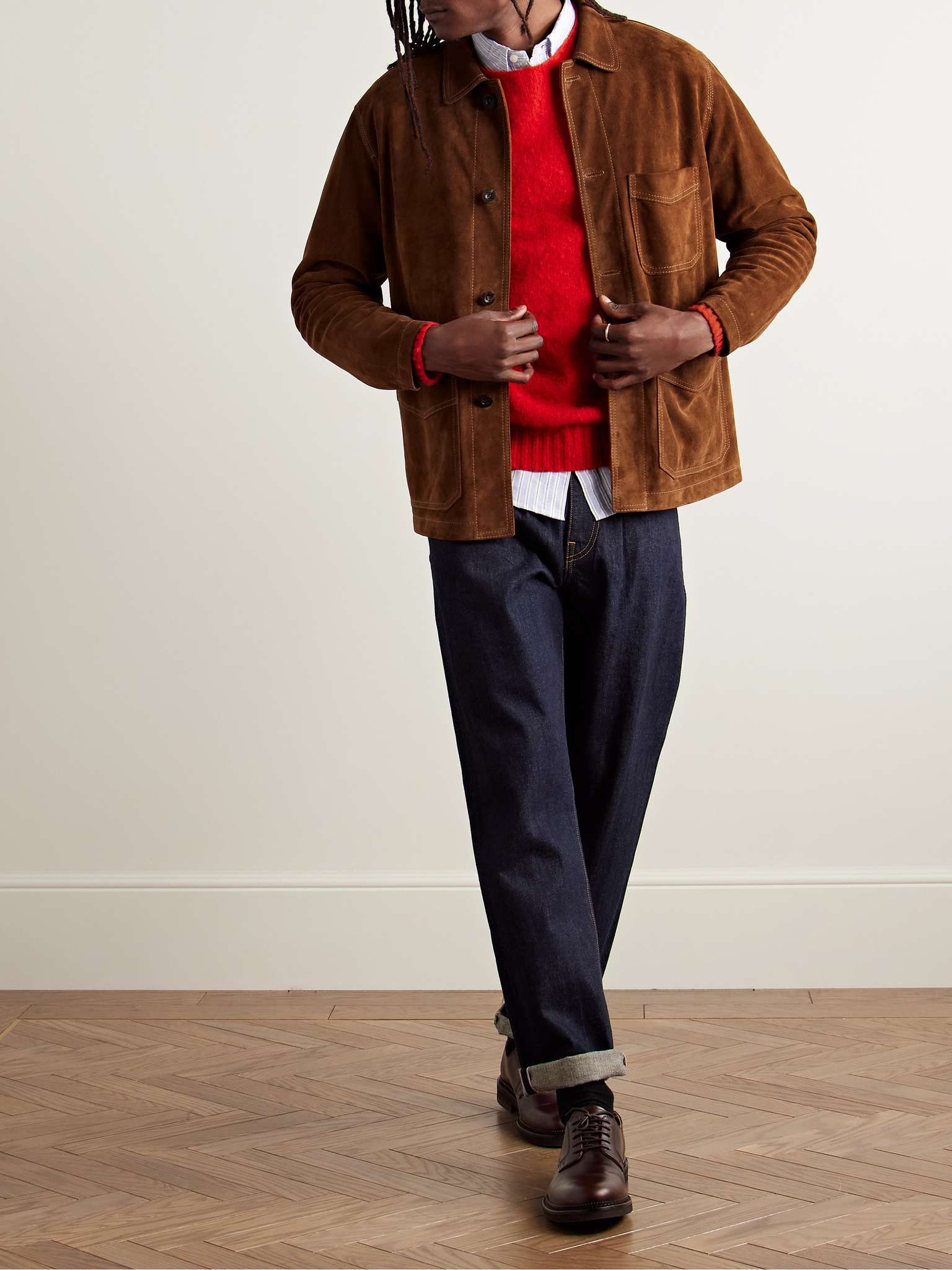 DRAKE'S Suede Chore Jacket for Men | MR PORTER