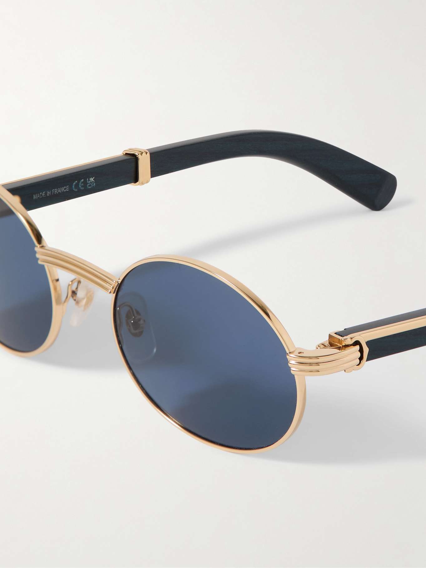 CARTIER EYEWEAR Première Round-Frame Gold-Tone and Wood Sunglasses for ...