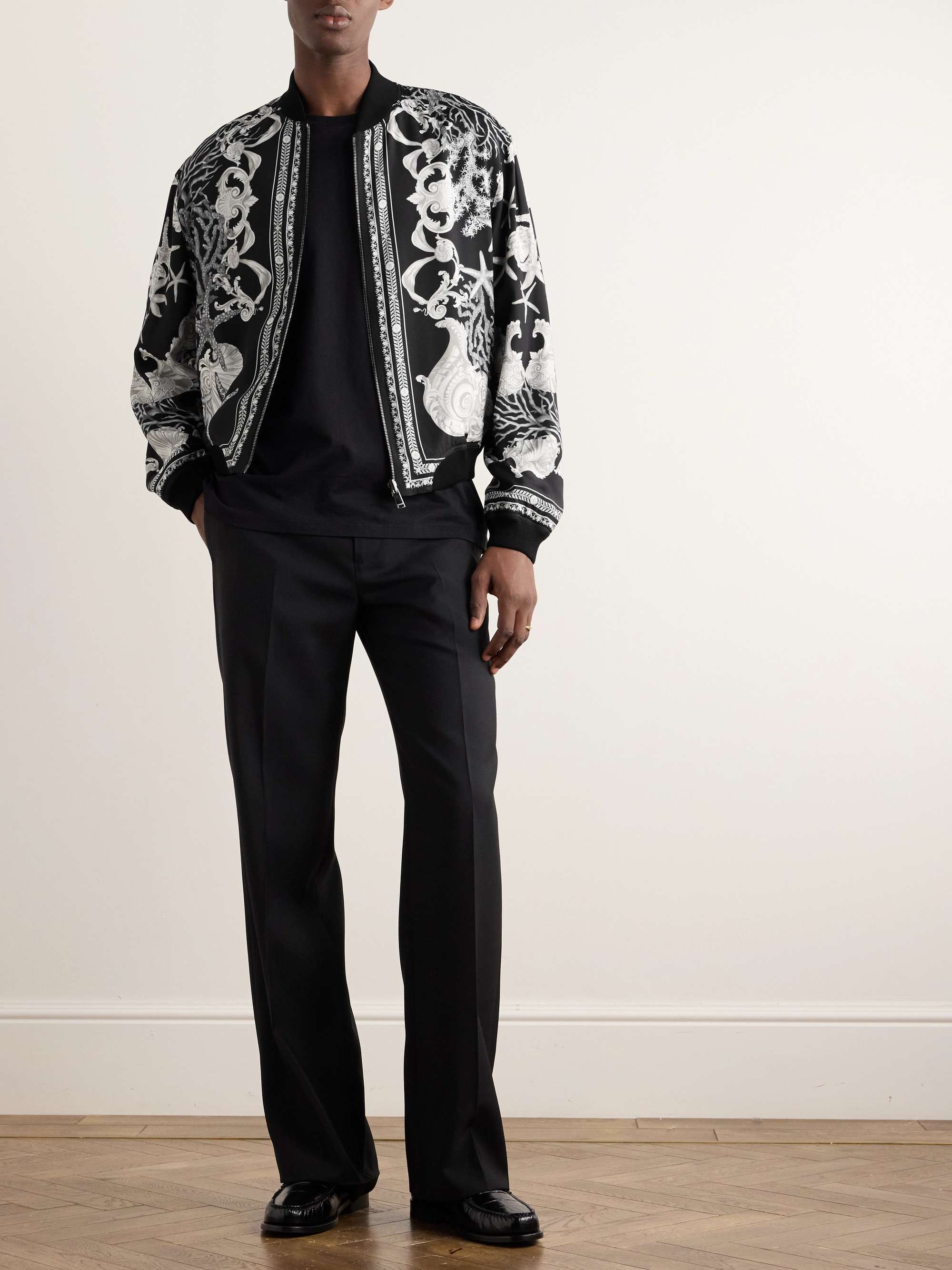 VERSACE Reversible Printed Satin Bomber Jacket for Men | MR PORTER