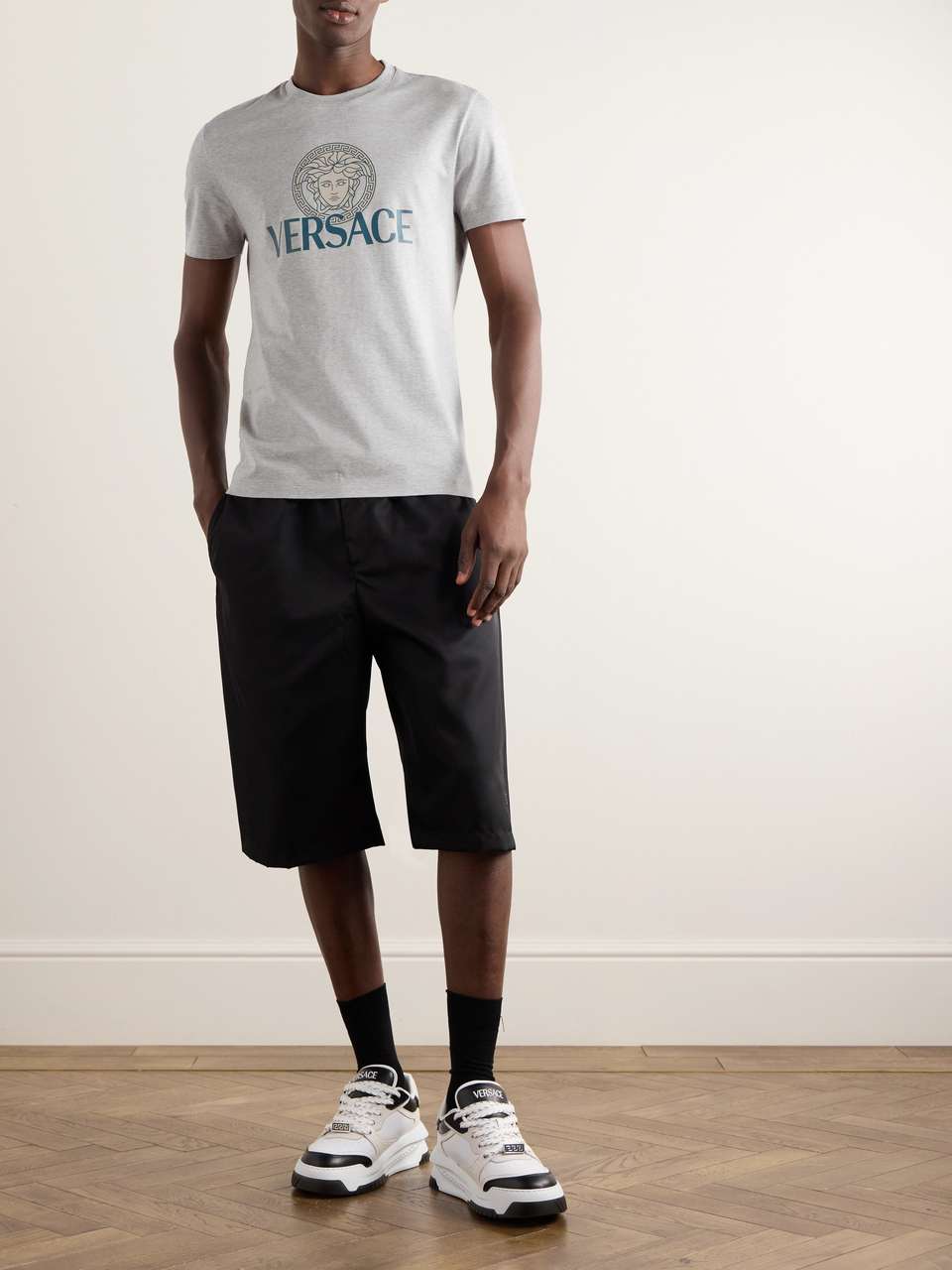 VERSACE Slim-Fit Logo-Print Cotton-Jersey T-Shirt for Men | MR PORTER