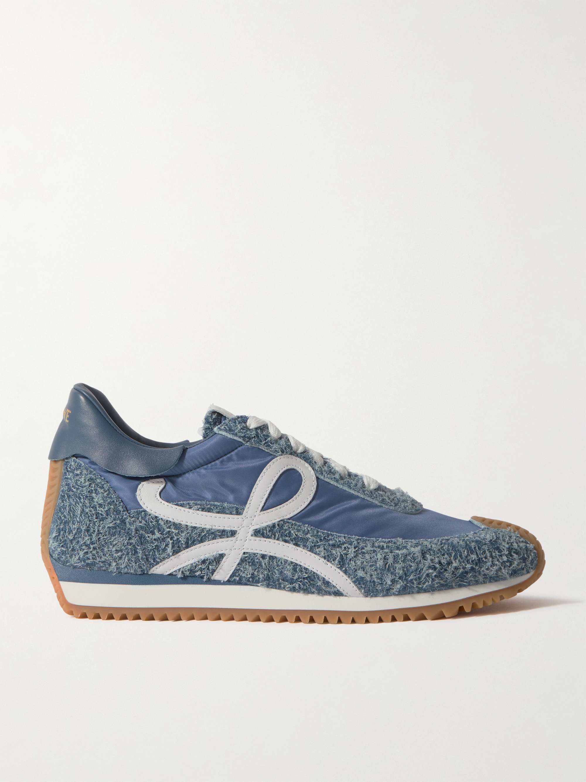 Blue Flow Runner Leather-Trimmed Brushed-Suede and Nylon Sneakers ...