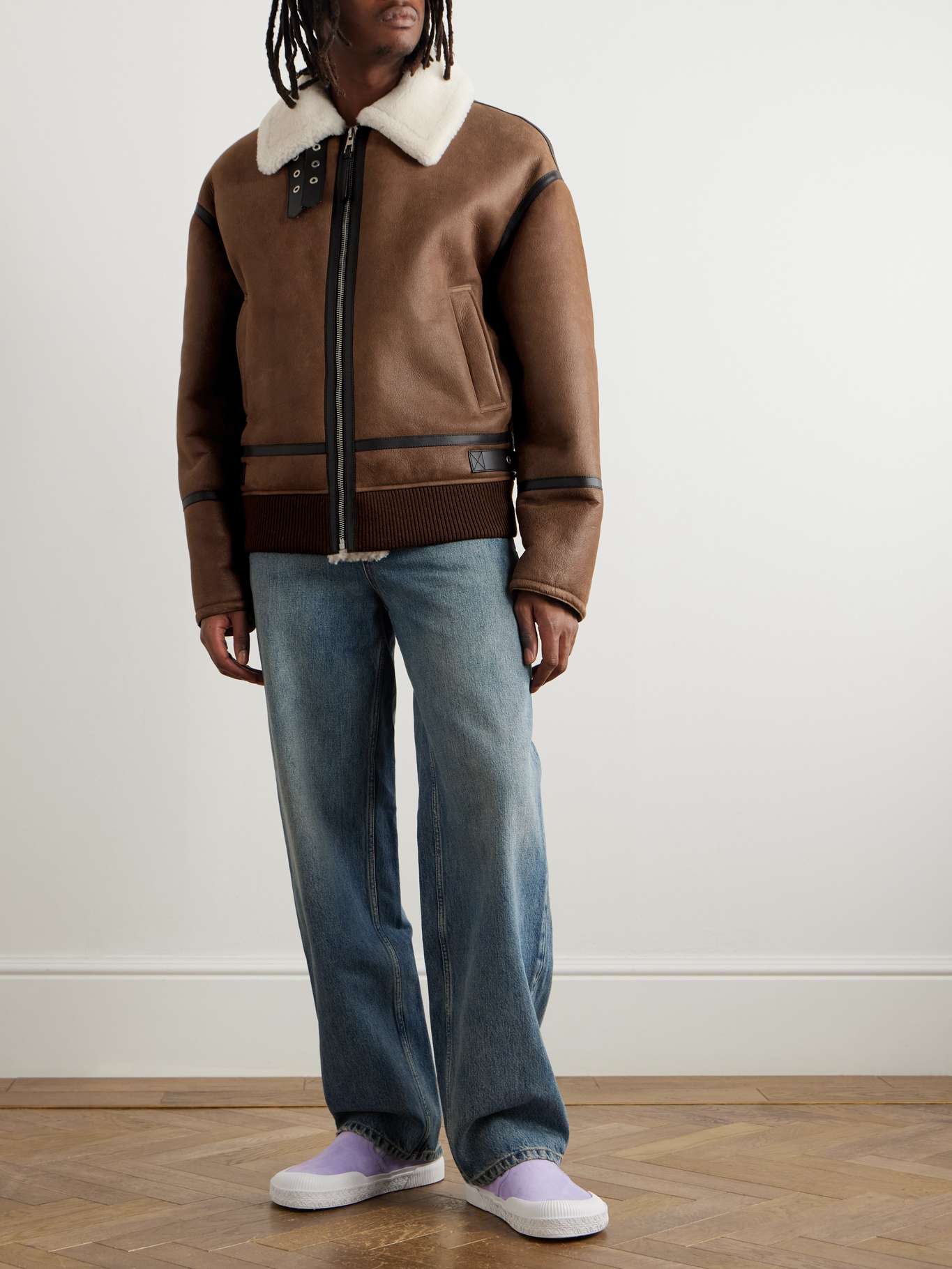 LOEWE Leather-Trimmed Shearling Jacket for Men | MR PORTER