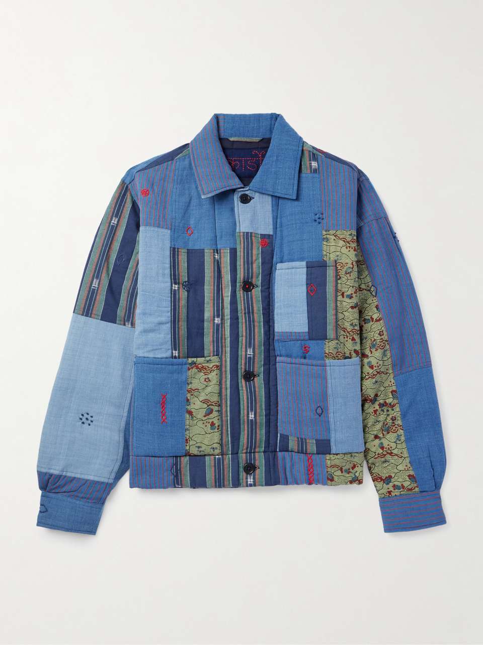 Blue Bodhi Khadi Embroidered Patchwork Upcycled Cotton Jacket | KARDO ...