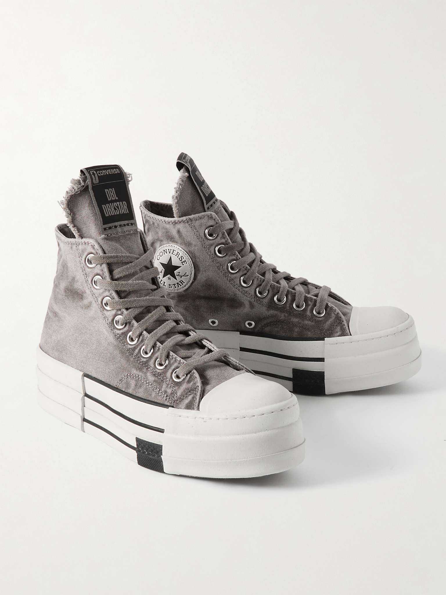 Gray + Converse DBL DRKSTAR Distressed Over-Dyed Canvas High-Top ...