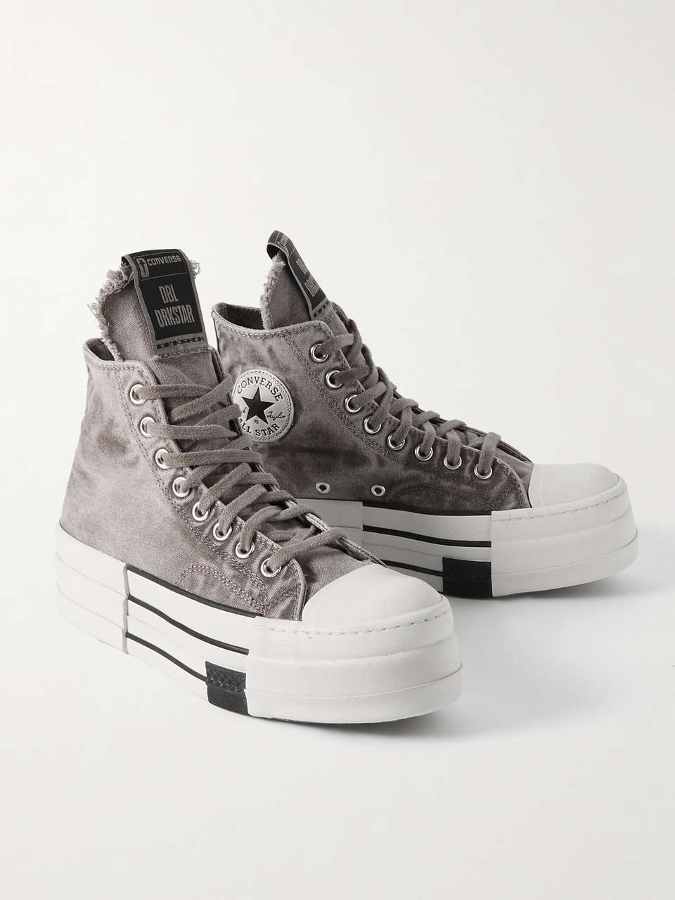 Gray + Converse DBL DRKSTAR Distressed Over-Dyed Canvas High-Top ...