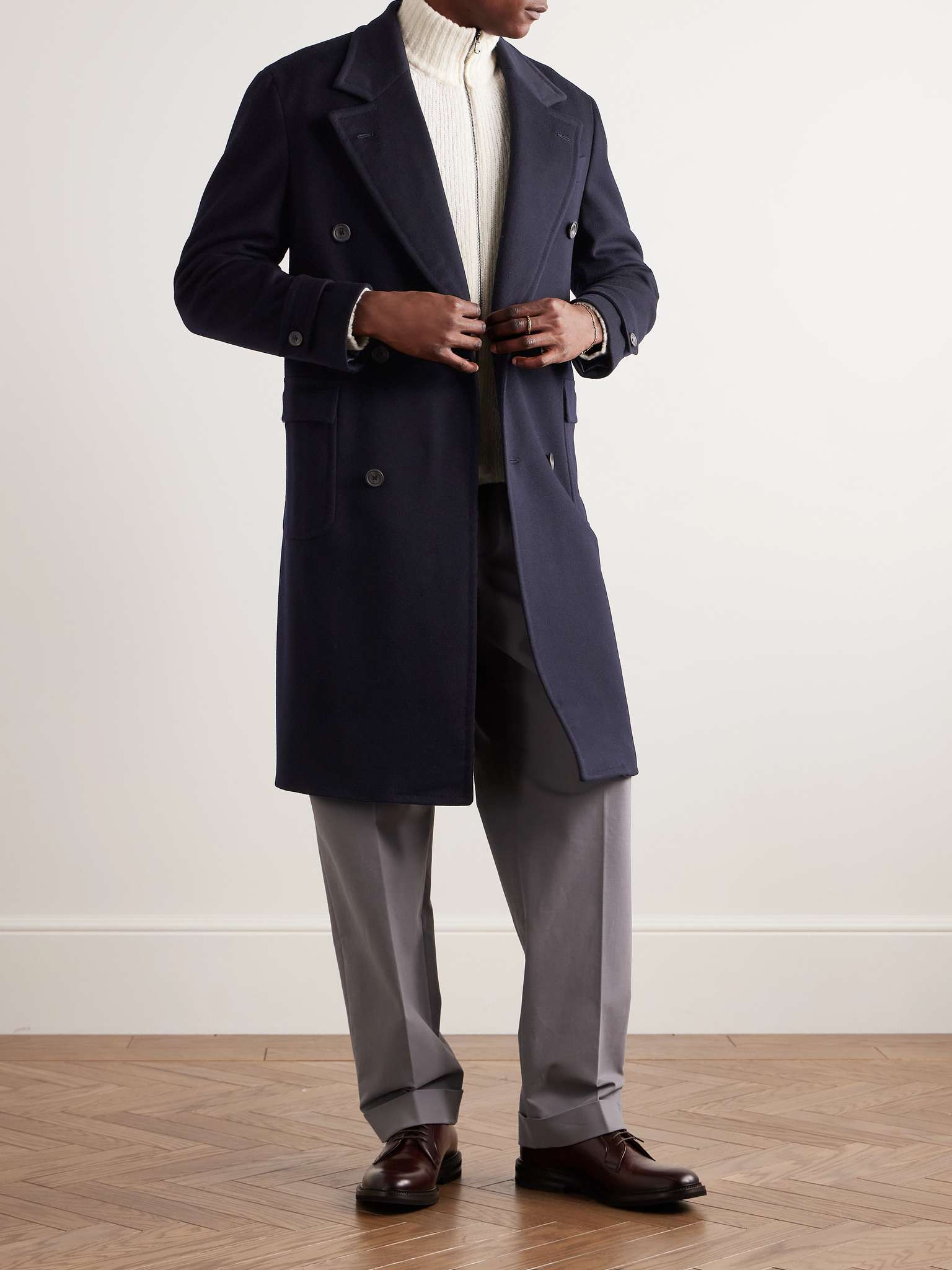 THOM SWEENEY Double-Breasted Wool and Cashmere-Blend Felt Overcoat for ...