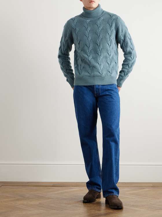 THOM SWEENEY Cable-Knit Cashmere Rollneck Sweater for Men | MR PORTER