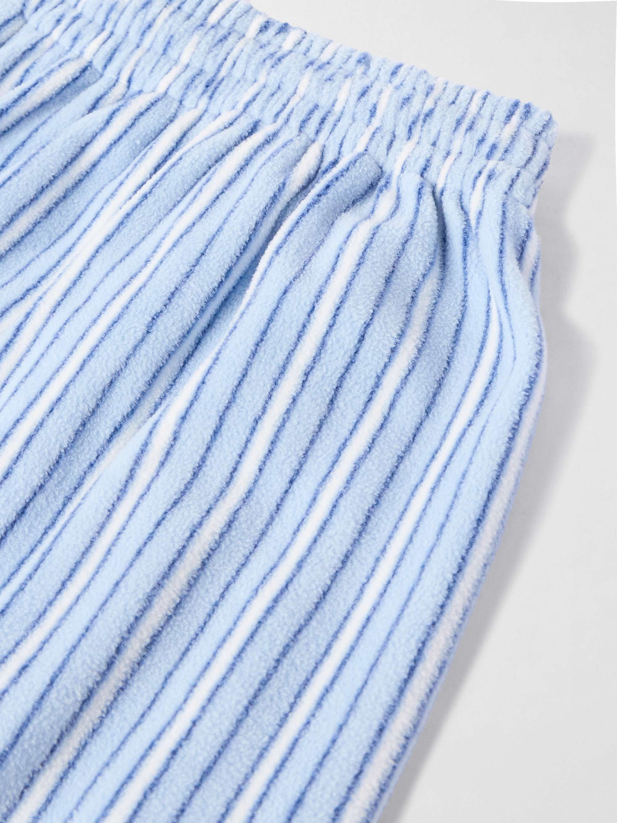 BALENCIAGA Wide-Leg Striped Fleece Drawstring Pyjama BALENCIAGA Wide-Leg Striped Fleece Drawstring Pyjama