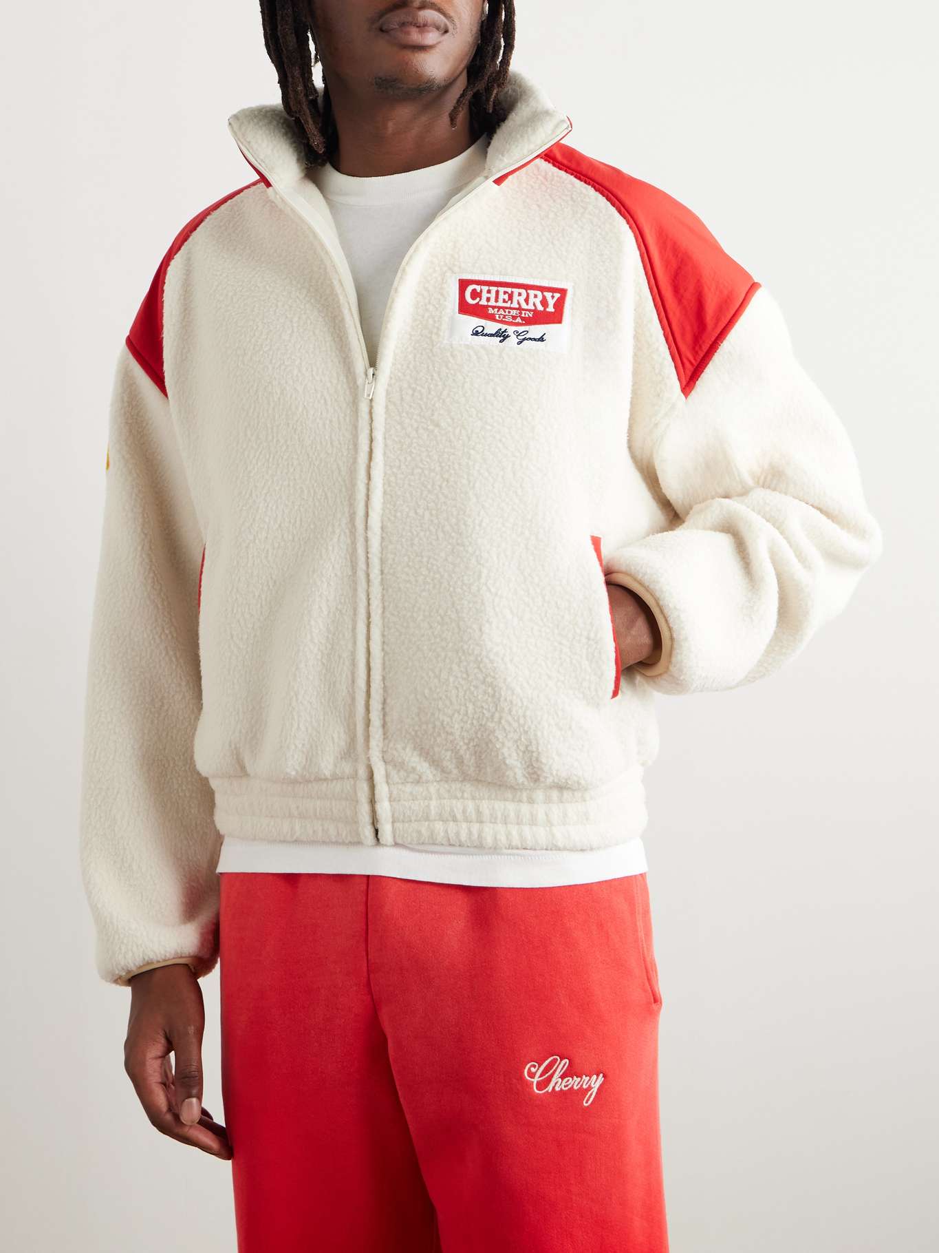 CHERRY LOS ANGELES Shell-Trimmed Logo-Appliquéd Fleece Jacket for Men ...