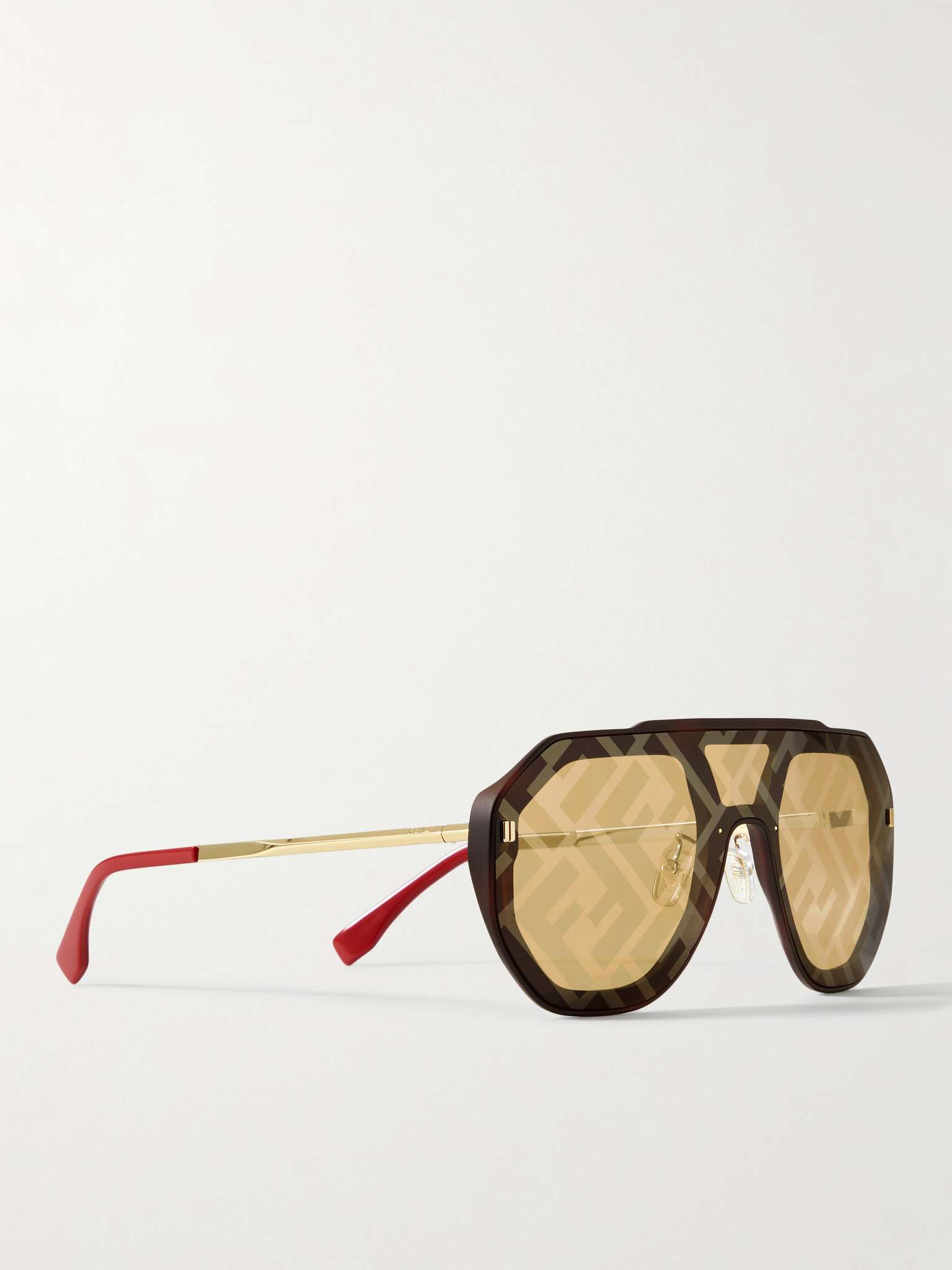 FENDI EYEWEAR Aviator-Style Logo-Print Gold-Tone and Acetate Sunglasses ...