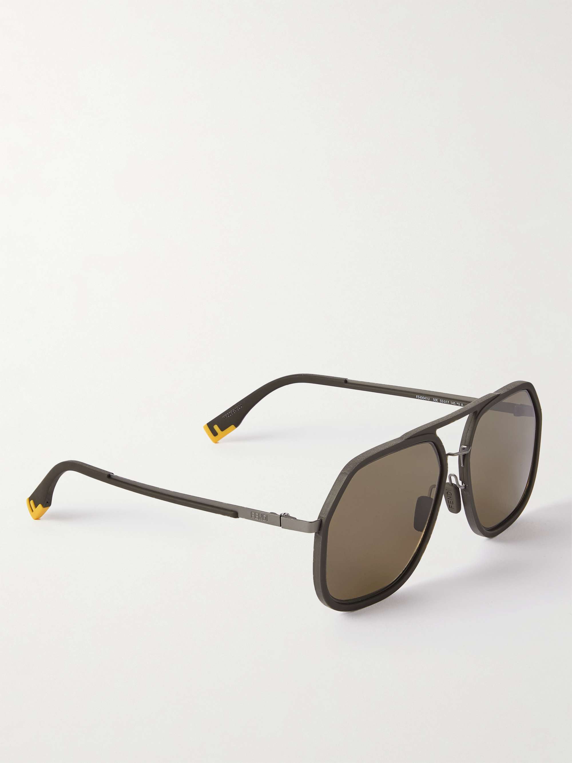 FENDI EYEWEAR Aviator-Style Resin and Gold-Tone Sunglasses for Men | MR ...