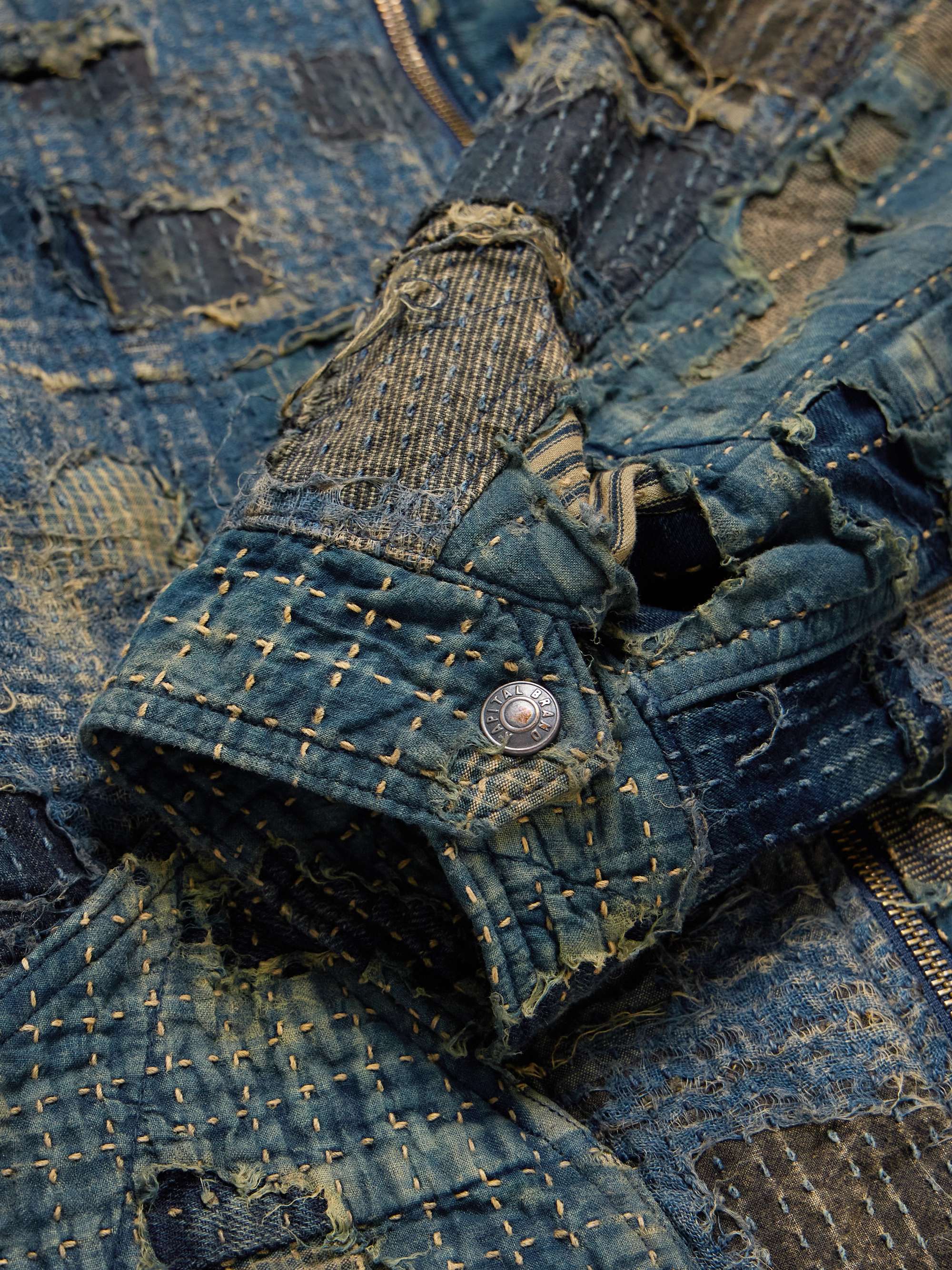 KAPITAL Boro Distressed Patchwork Denim Jacket for Men | MR KAPITAL Boro Distressed Patchwork Denim Jacket for Men | MR