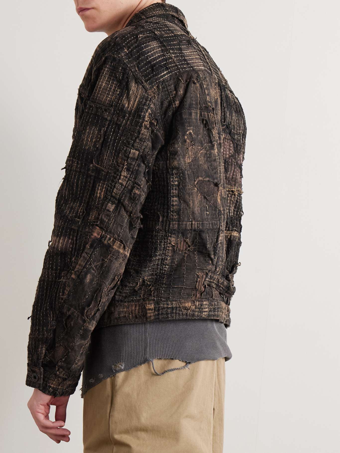 KAPITAL Boro Distressed Patchwork Cotton and Linen-Blend Jacket for Men ...