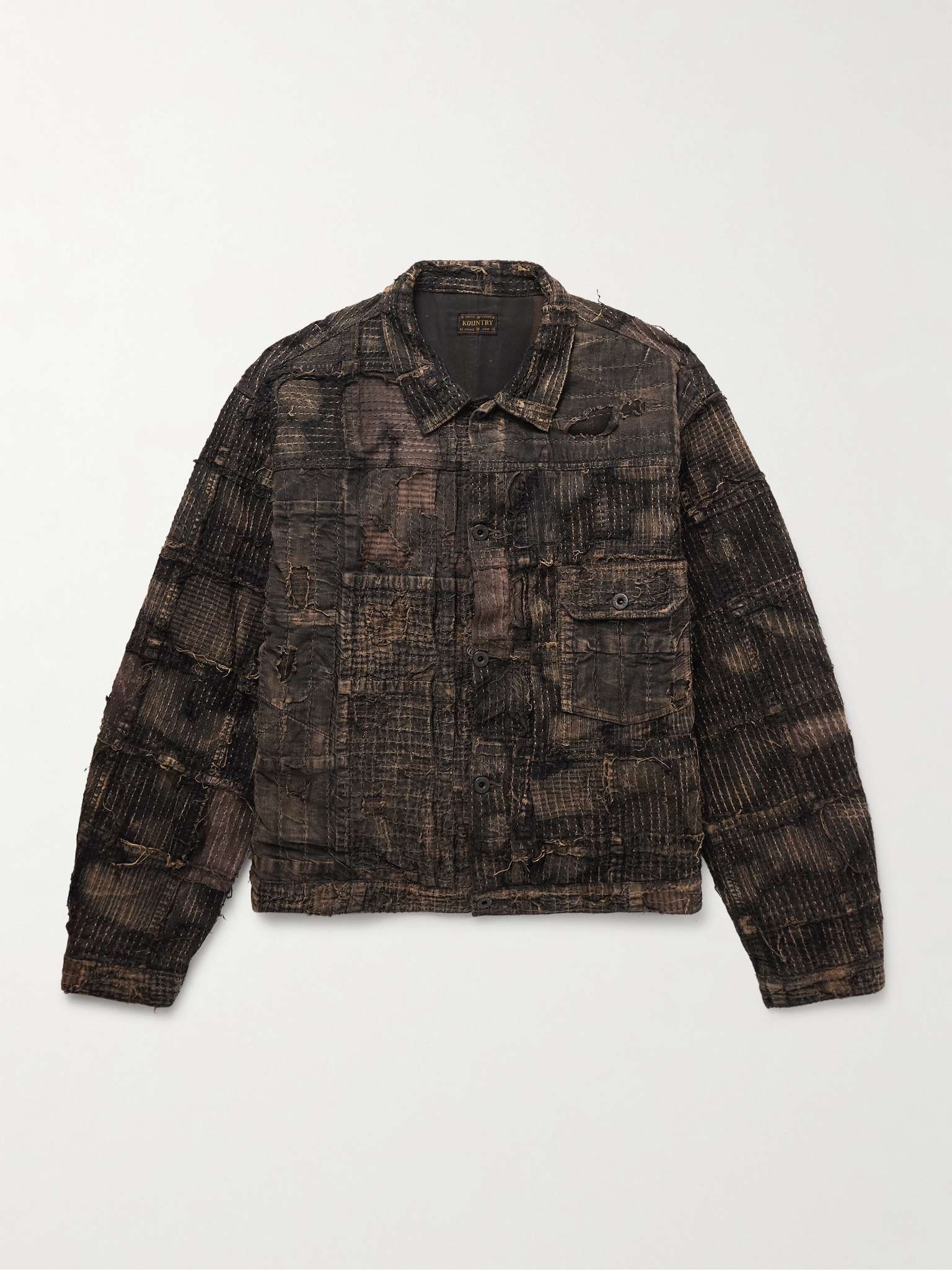 KAPITAL Boro Distressed Patchwork Cotton and Linen-Blend Jacket for Men ...