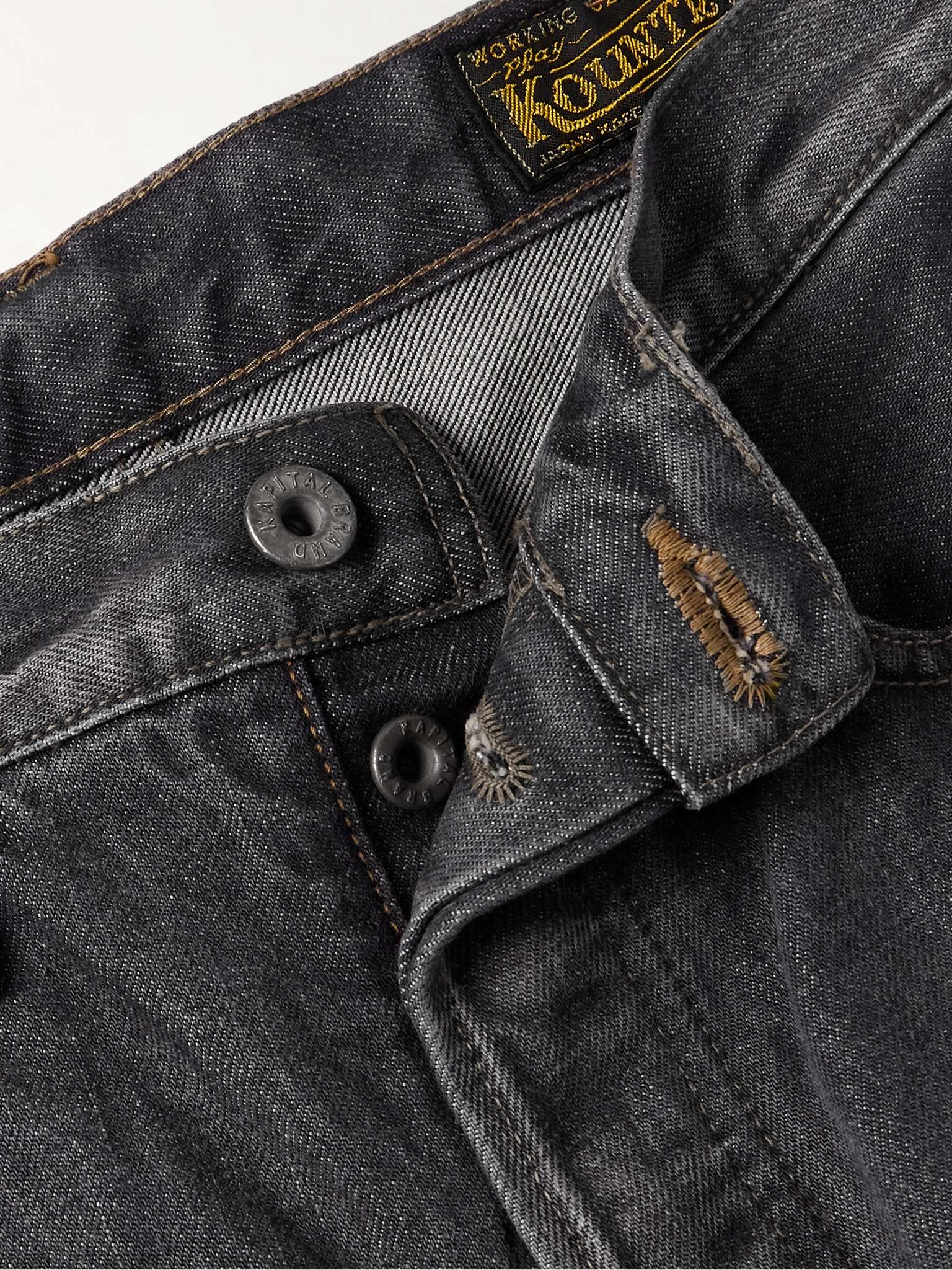 KAPITAL Monkey CISCO Straight-Leg Embellished Leather-Trimmed Jeans for ...