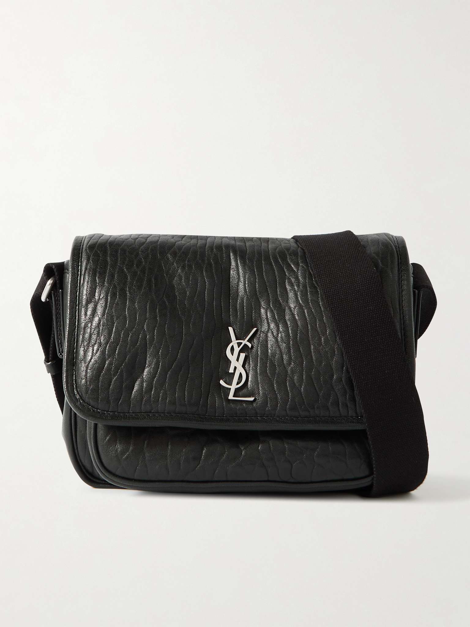 SAINT LAURENT Niki Small Logo-Appliquéd Textured-Leather Messenger Bag ...