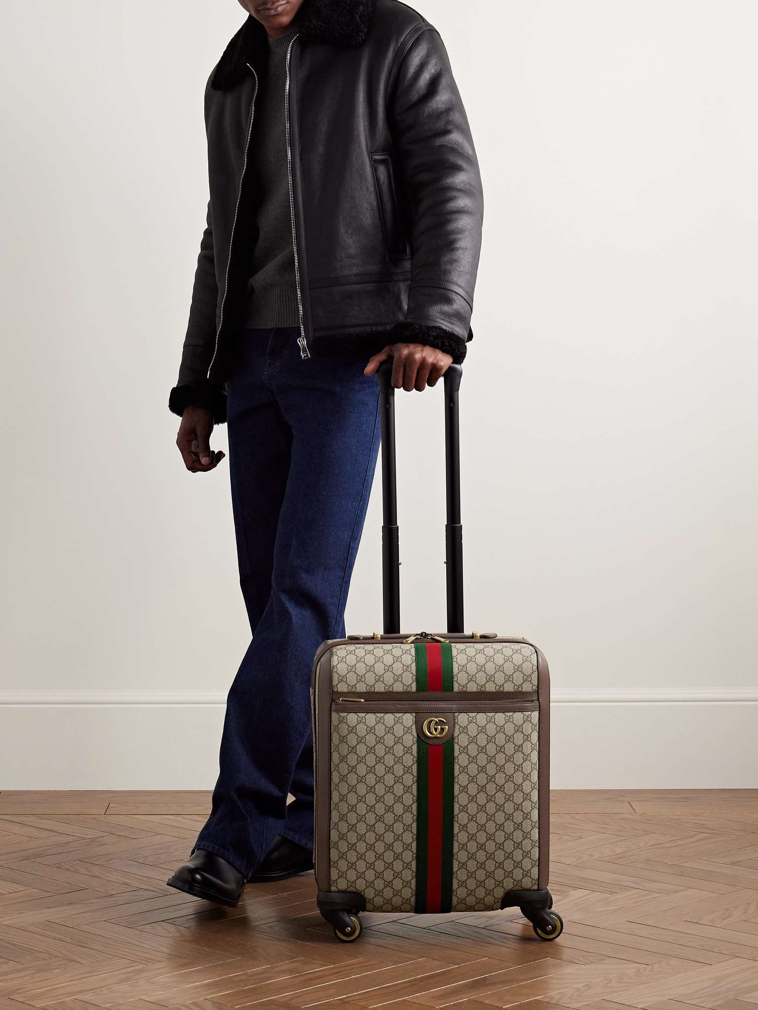 GUCCI Savoy Leather-Trimmed Printed Coated-Canvas Suitcase for Men | MR ...