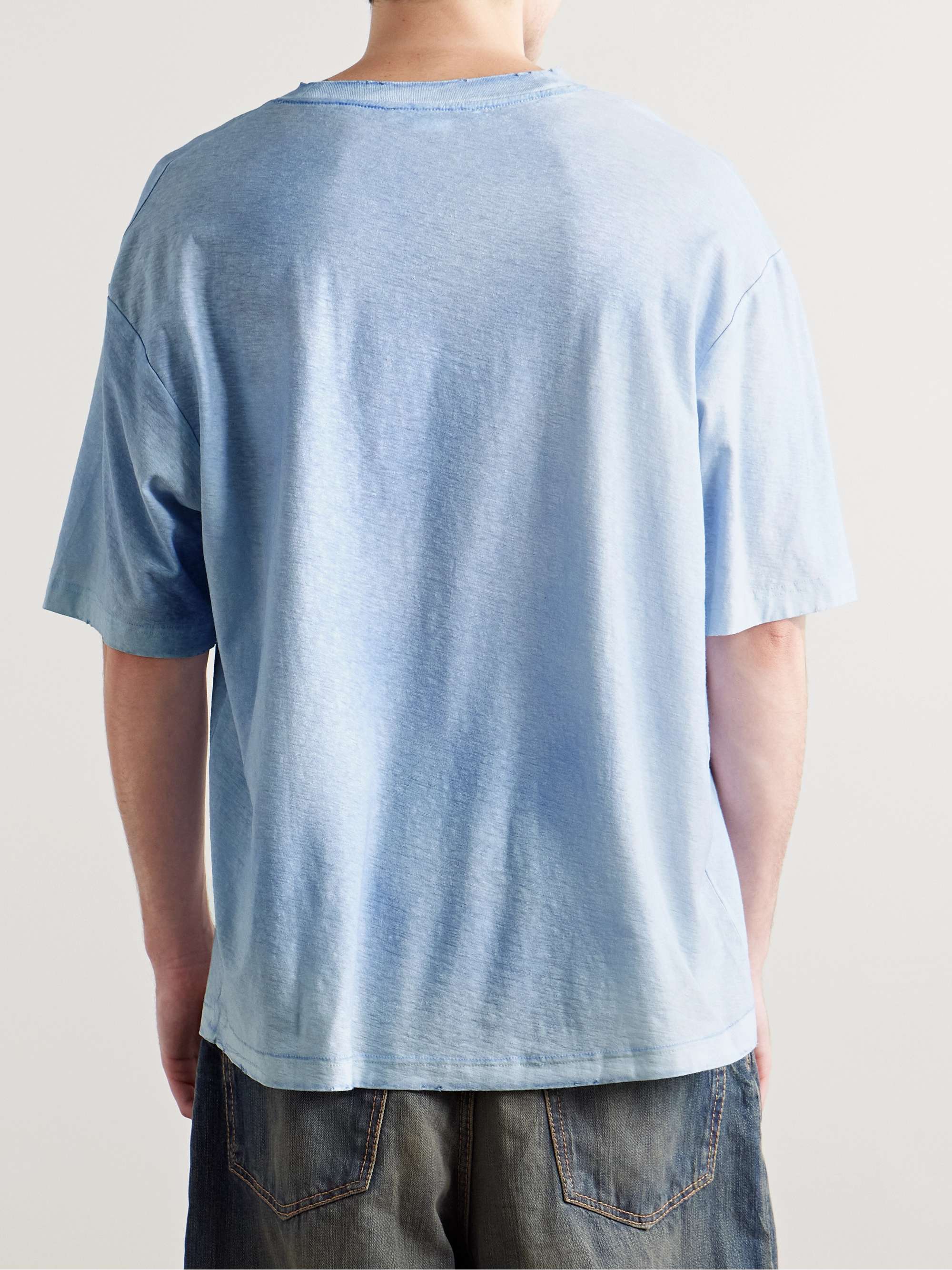 ACNE STUDIOS Exford Distressed Logo-Print Cotton and Hemp ACNE STUDIOS Exford Distressed Logo-Print Cotton and Hemp