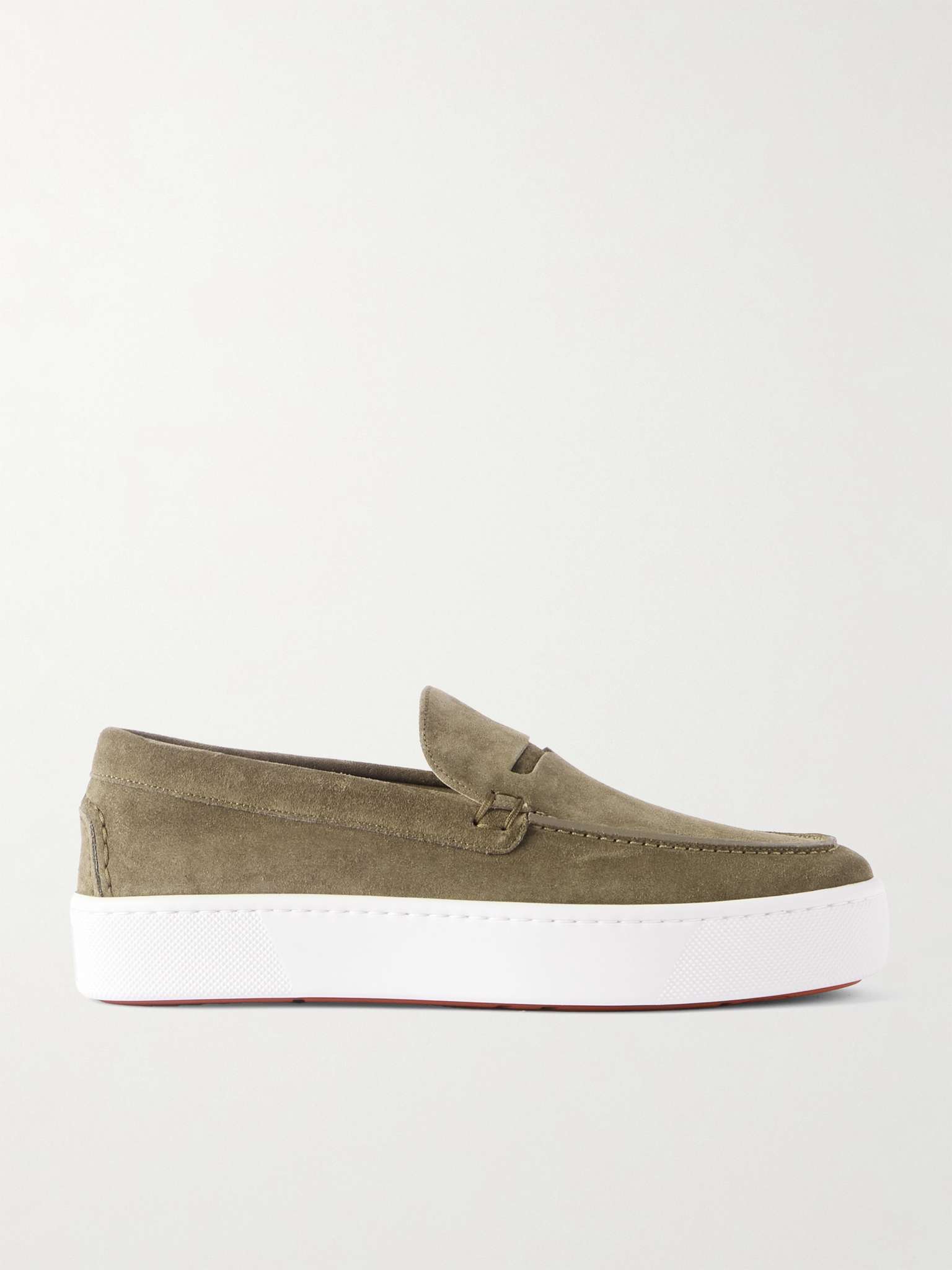 CHRISTIAN LOUBOUTIN Paqueboat Suede Penny Loafers for Men | MR PORTER