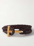 TOM FORD Woven Leather and Gold-Plated Wrap Bracelet for Men | MR PORTER