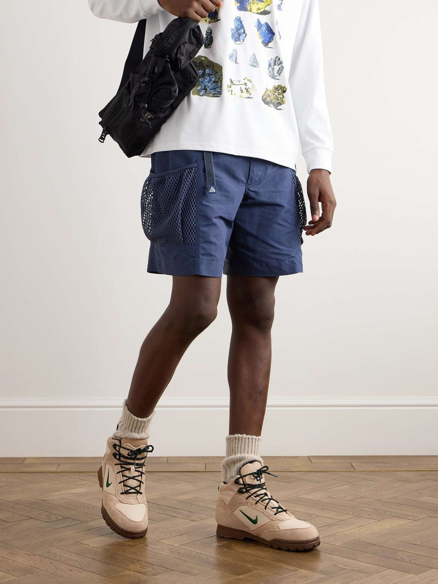 NIKE ACG Torre Mid Mesh and Brushed-Suede Sneakers for Men | MR PORTER