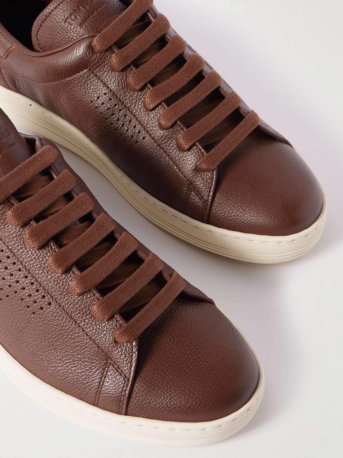 TOM FORD Warwick Perforated Full-Grain Leather Sneakers for Men | MR PORTER