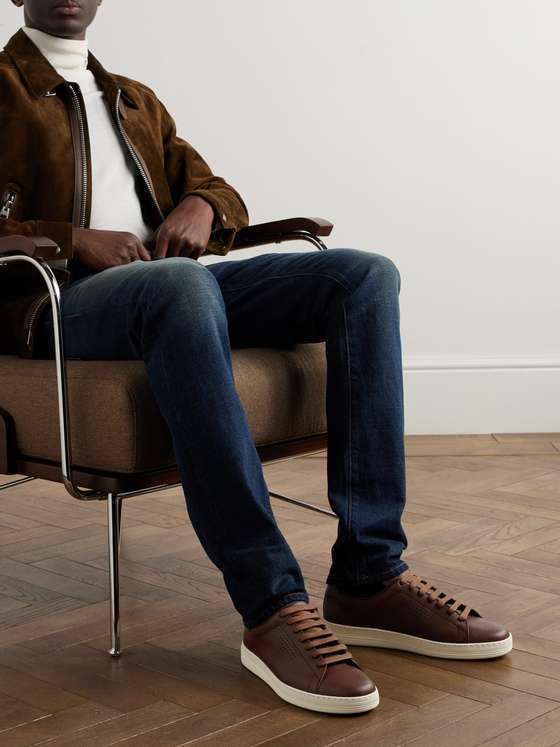 TOM FORD Warwick Perforated Full-Grain Leather Sneakers for Men | MR PORTER