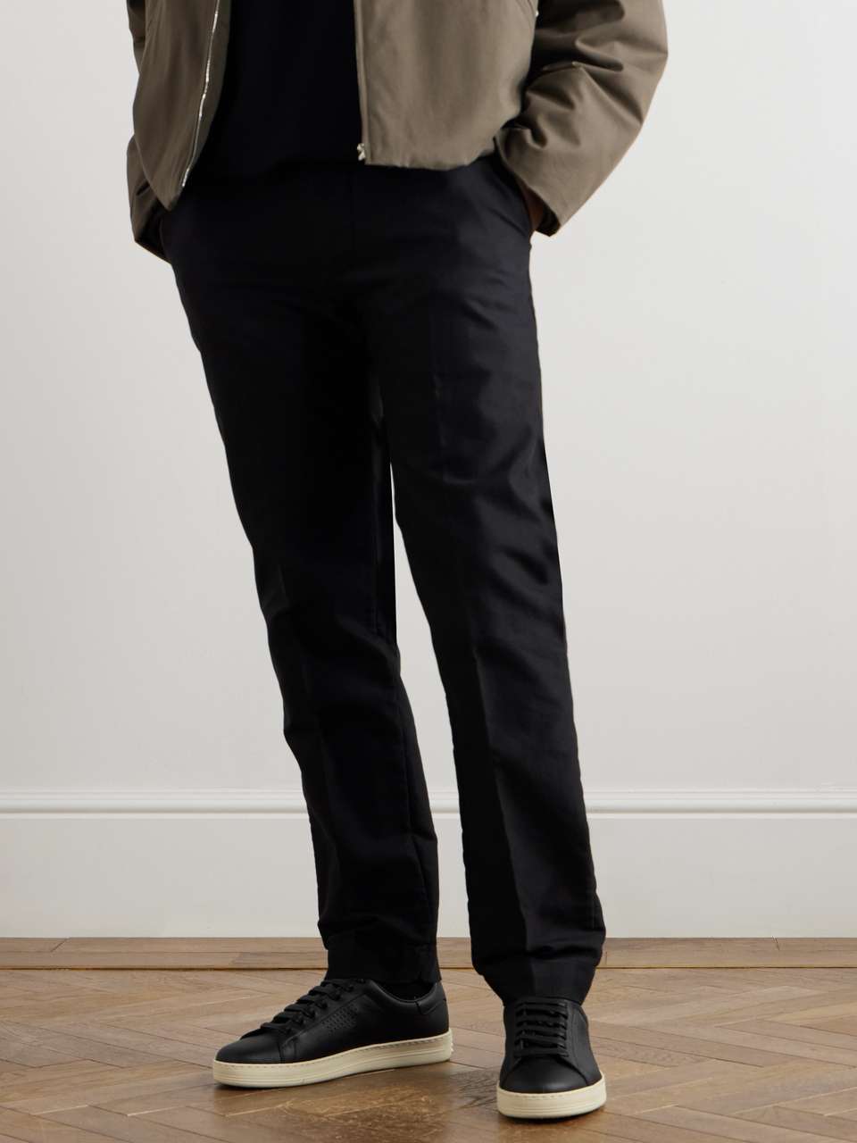 TOM FORD Warwick Perforated Full-Grain Leather Sneakers for Men | MR PORTER