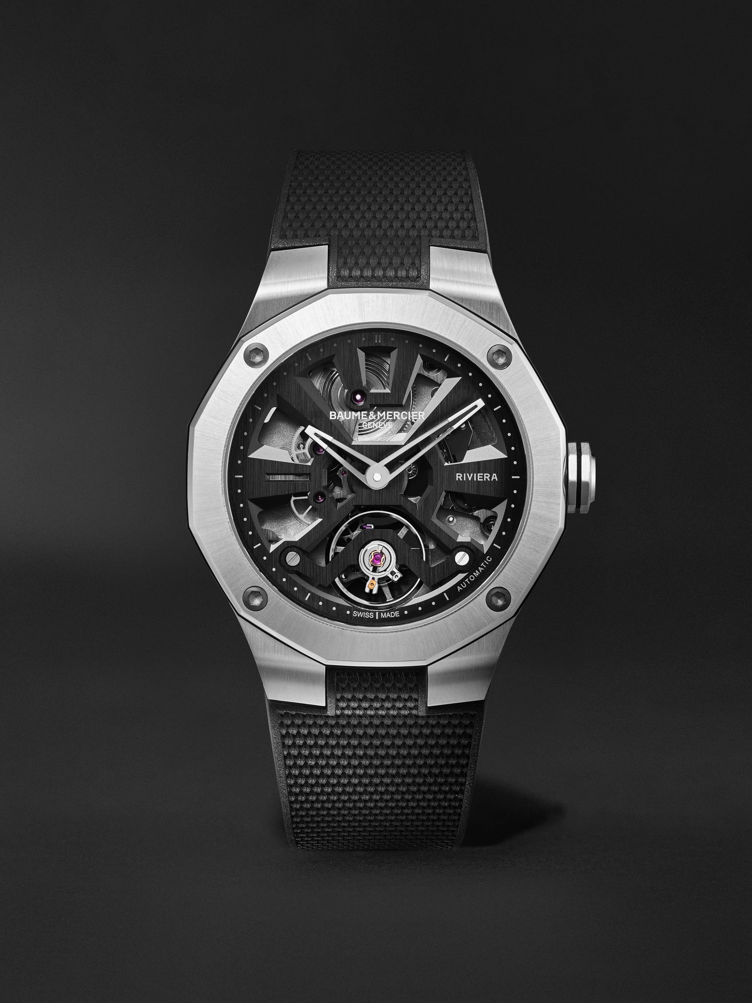BAUME & MERCIER Riviera Automatic Skeleton 42mm Stainless Steel, Canvas ...