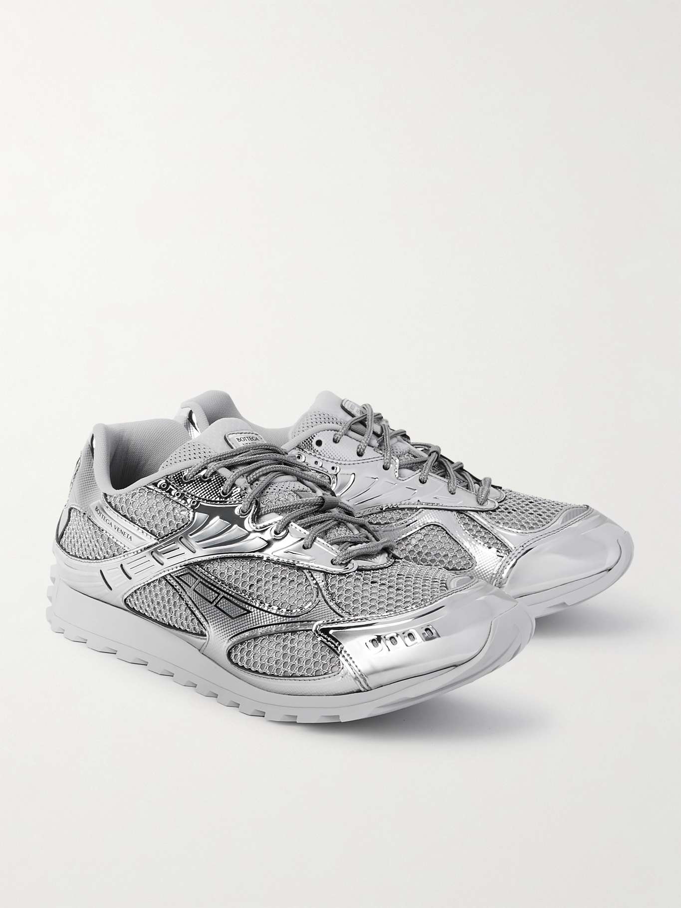 BOTTEGA VENETA Orbit Metallic Rubber and Mesh Sneakers for Men | MR PORTER