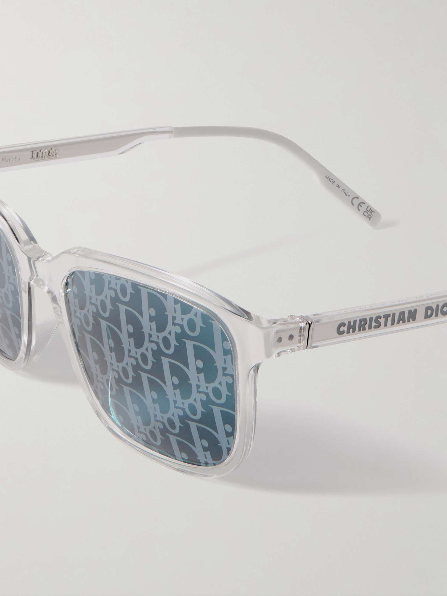 DIOR EYEWEAR DiorTag SU Square-Frame Acetate and Silver-Tone Mirrored ...