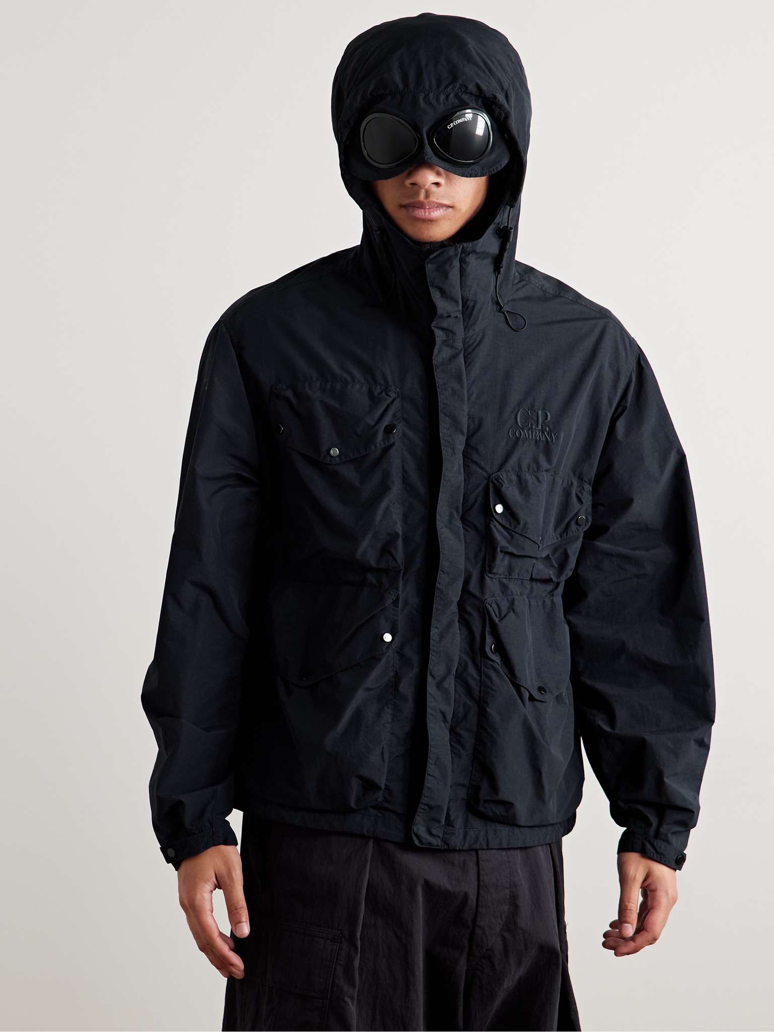 C.P. COMPANY Goggle-Appliquéd Garment-Dyed Flatt Nylon Hooded Jacket for Men | MR PORTER