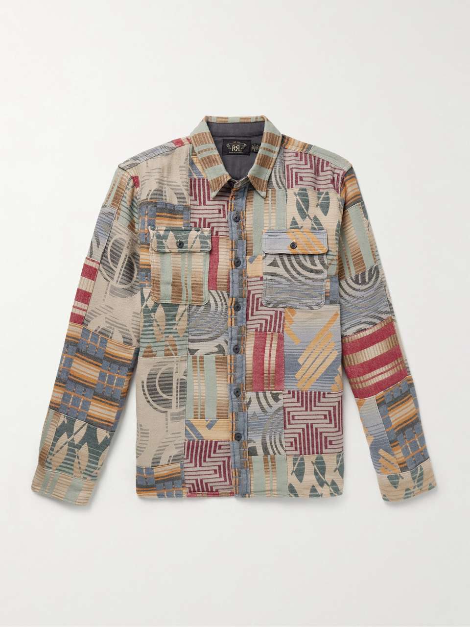 RRL Matlock Patchwork Cotton-Jacquard Shirt for Men | MR PORTER