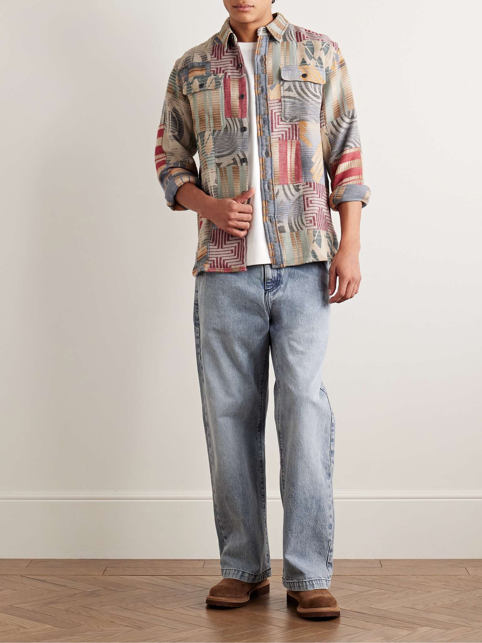 RRL Matlock Patchwork Cotton-Jacquard Shirt for Men | MR PORTER