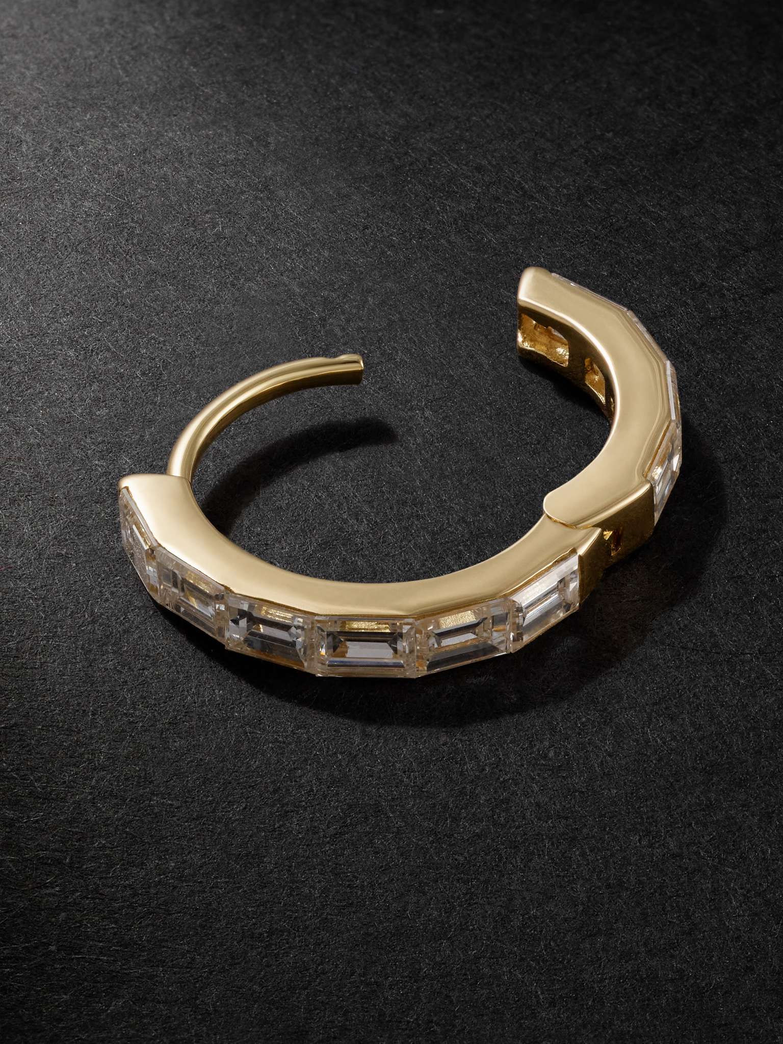 MARIA TASH Invisible 8mm 18-Karat Gold Diamond Single Hoop Earring for ...