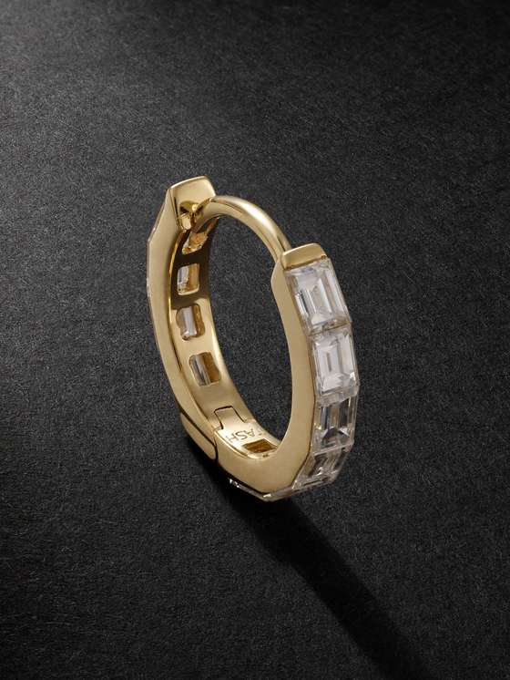 MARIA TASH Invisible 8mm 18-Karat Gold Diamond Single Hoop Earring for ...