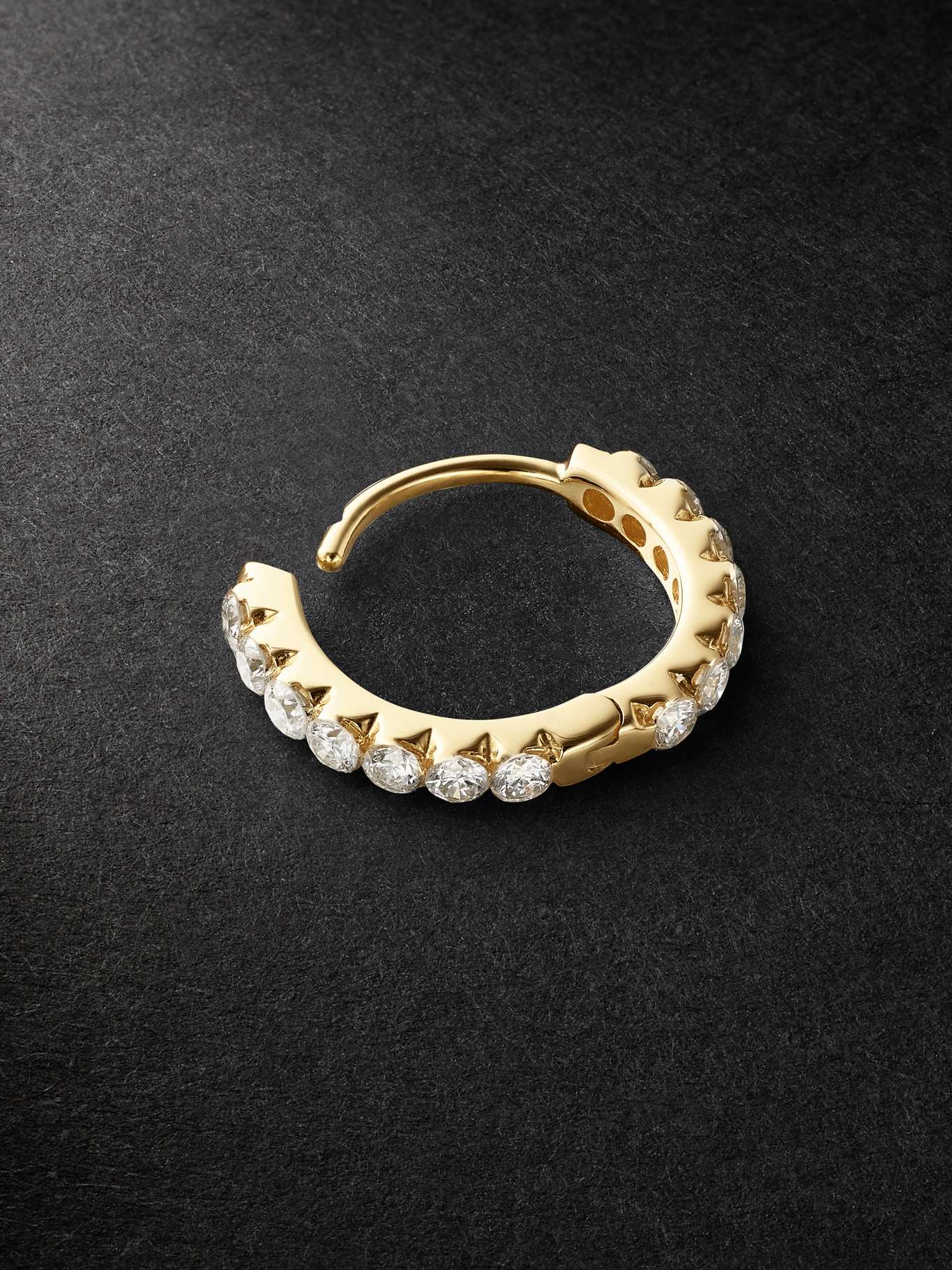 MARIA TASH 8mm Invisible Set Eternity 18-Karat Gold Diamond Single Hoop ...