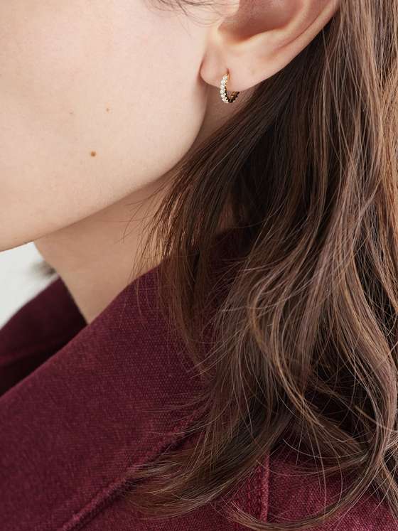 MARIA TASH 8mm Invisible Set Eternity 18-Karat Gold Diamond Single Hoop ...