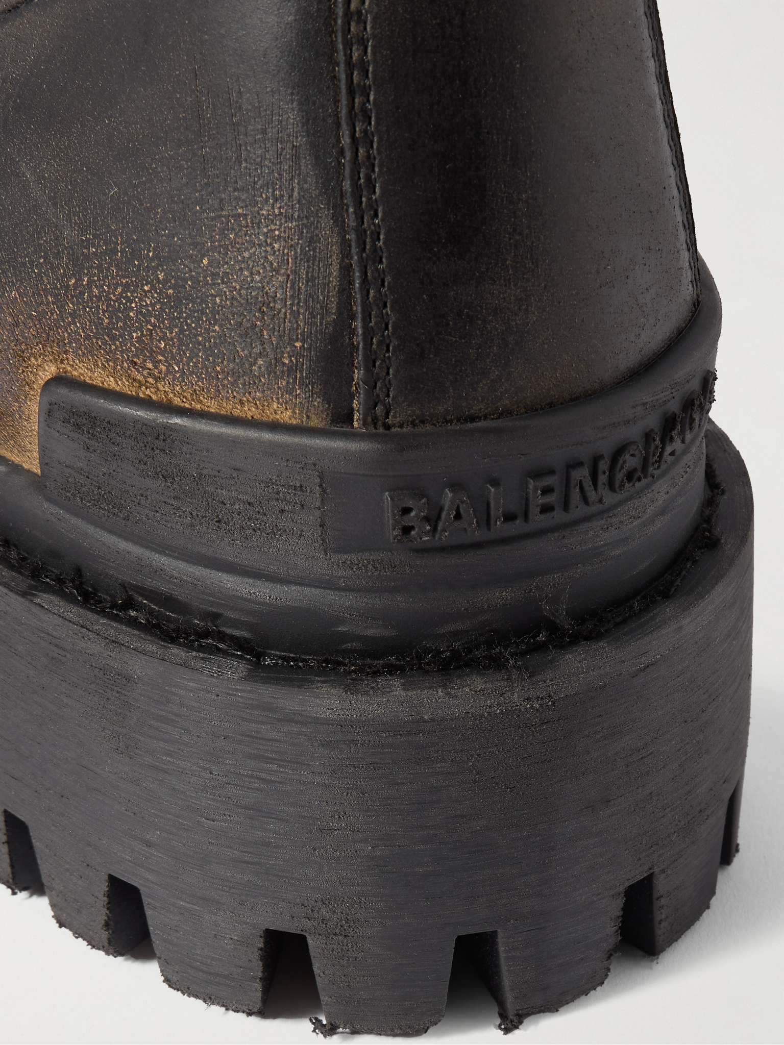 BALENCIAGA Strike Distressed Leather Boots for Men | MR PORTER