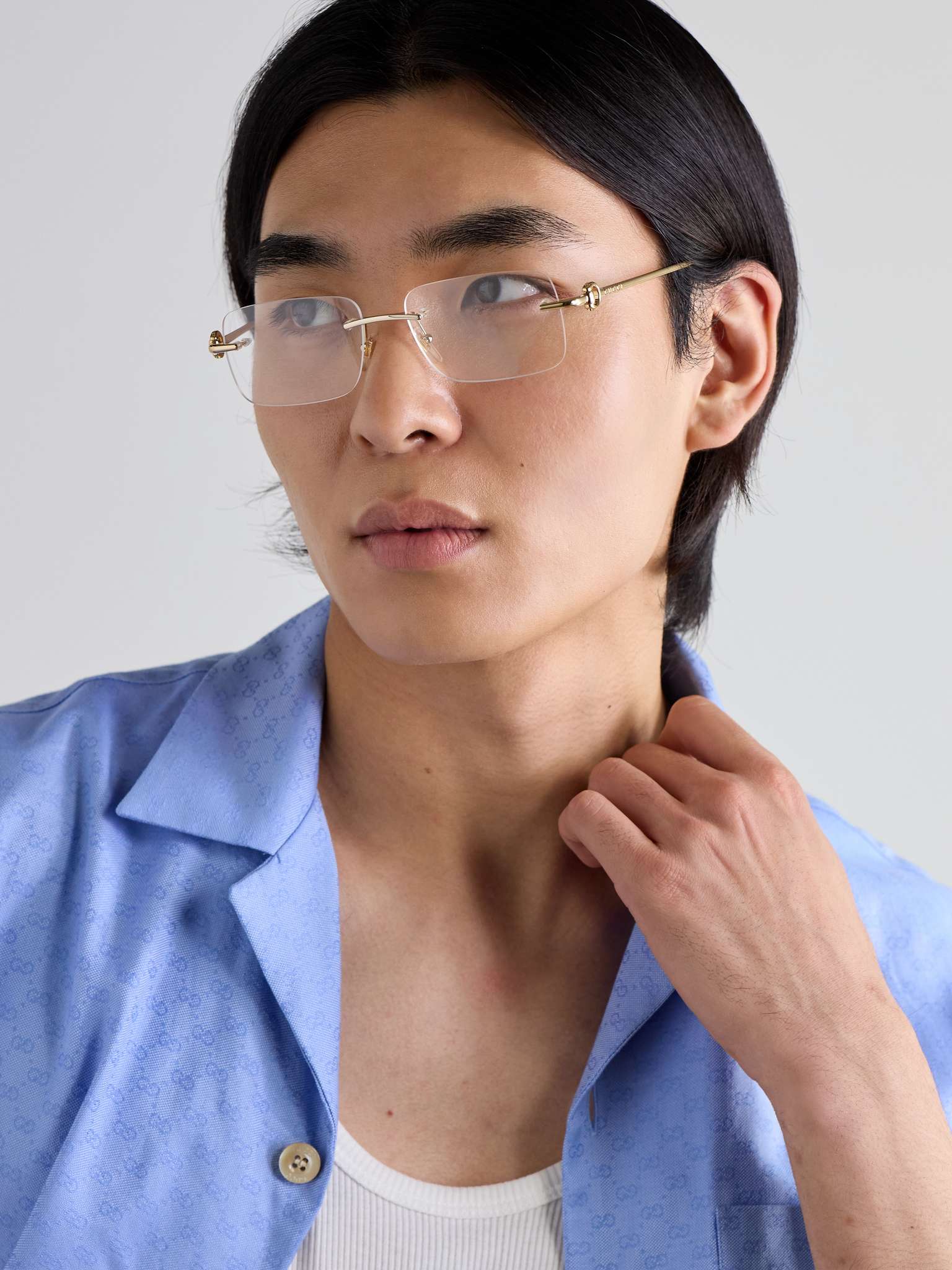 GUCCI EYEWEAR Rectangular-Frame Rimless Gold-Tone Optical Glasses for ...