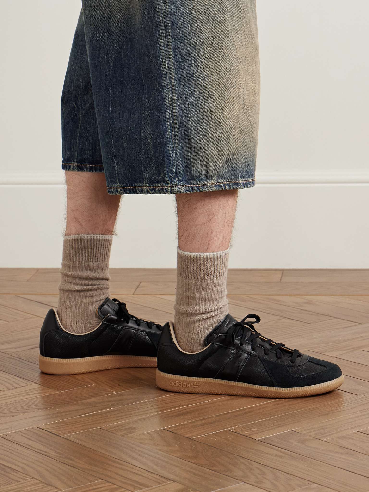 ADIDAS ORIGINALS BW Army Lux Suede-Trimmed Cracked-Leather Sneakers for ...