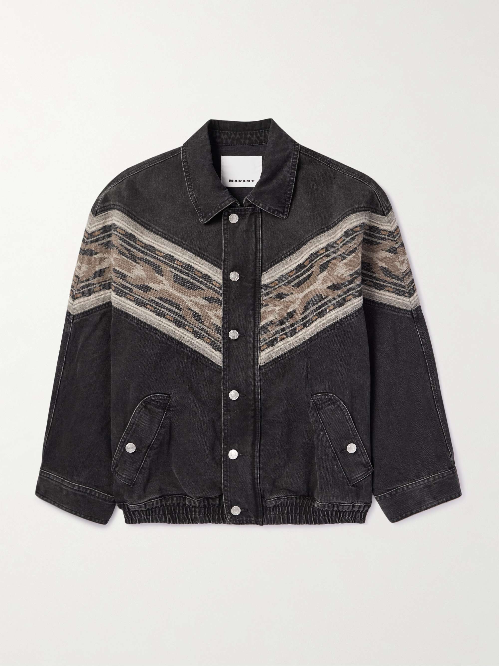 Black Julian Wool-Blend Jacquard-Panelled Denim Jacket | ISABEL MARANT ...
