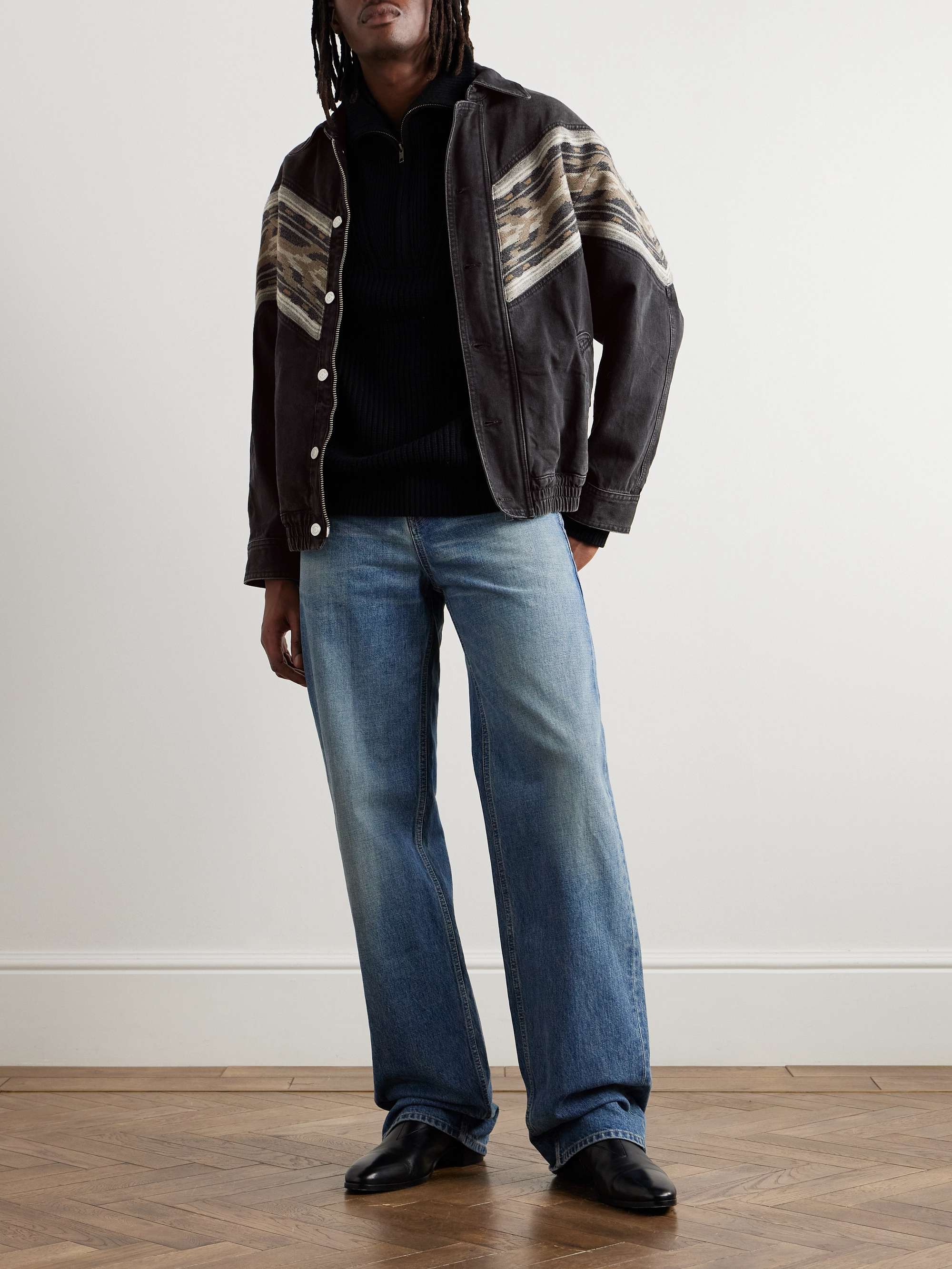 Black Julian Wool-Blend Jacquard-Panelled Denim Jacket | ISABEL MARANT ...
