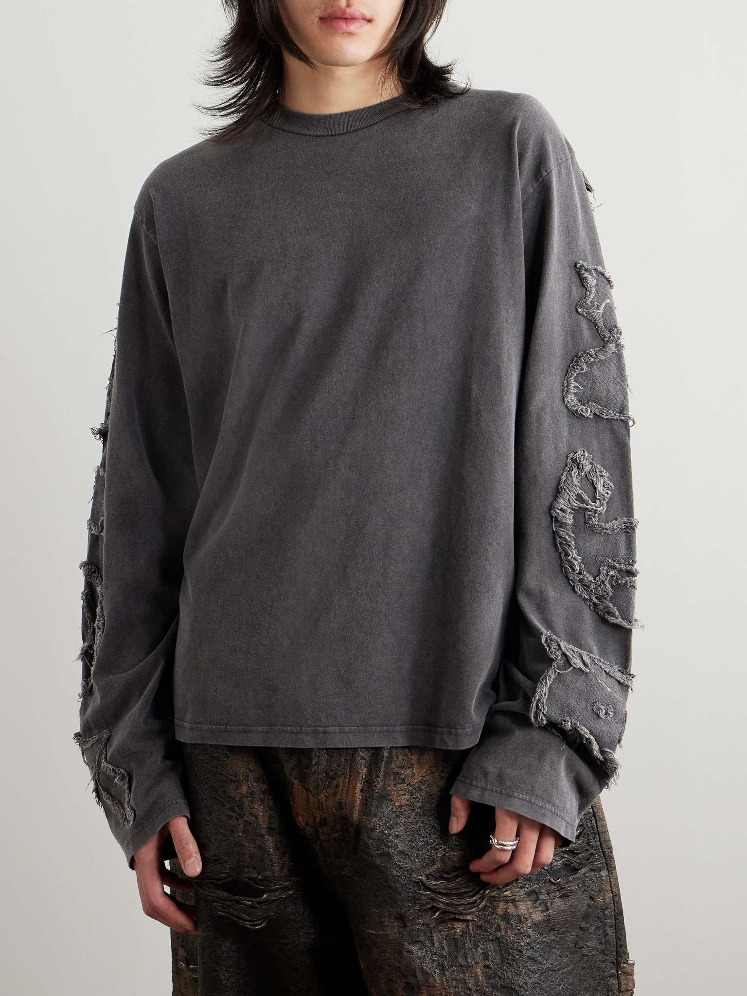 ACNE STUDIOS Distressed Garment-Dyed Organic Cotton-Jersey Sweatshirt ...