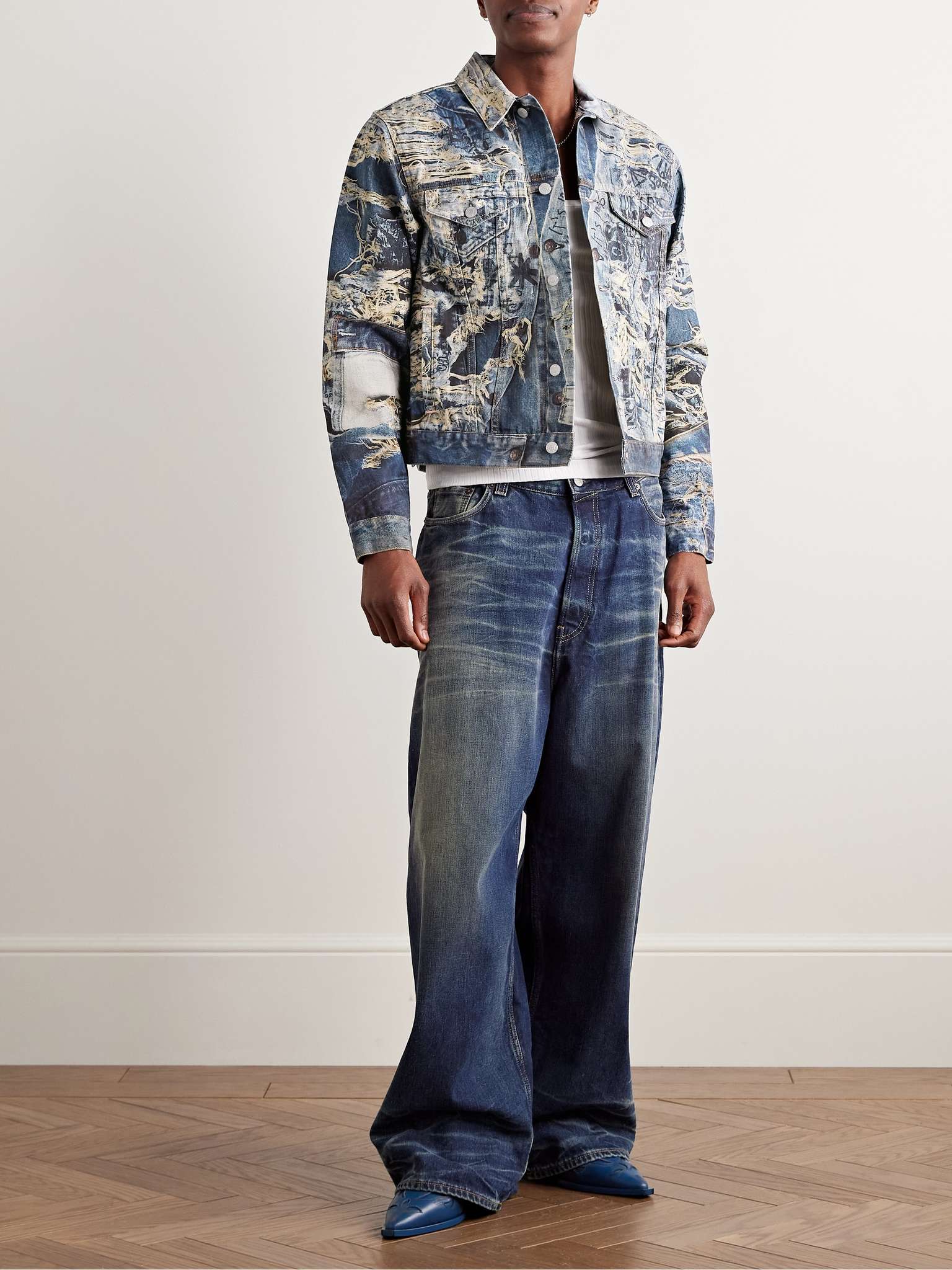 ACNE STUDIOS Rye Cropped Printed Denim Jacket for Men | MR PORTER
