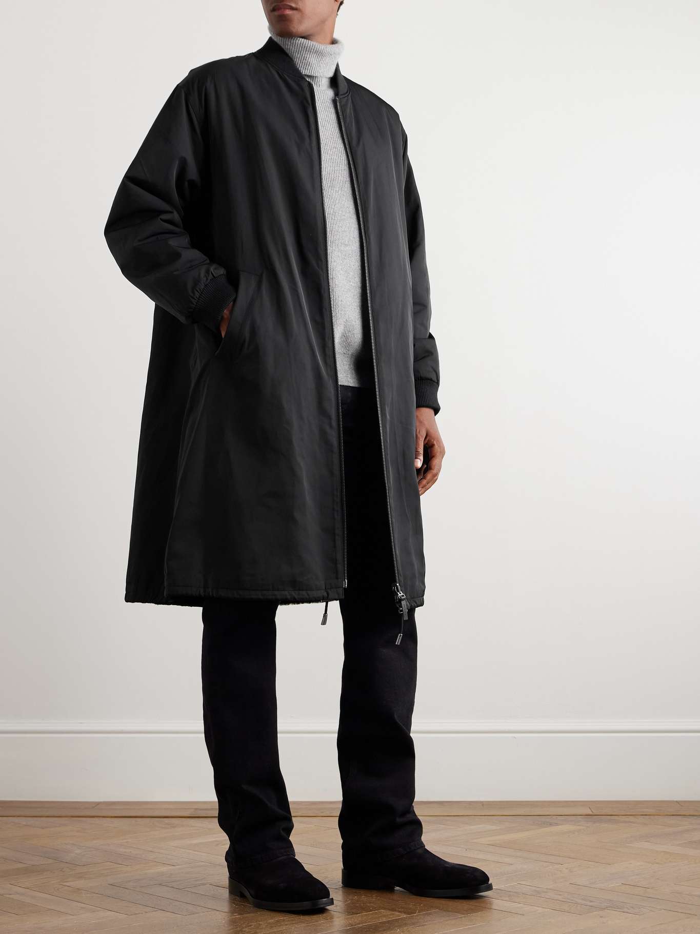 Black Merinillo Reversible Shell and Shearling Jacket | YVES SALOMON ...